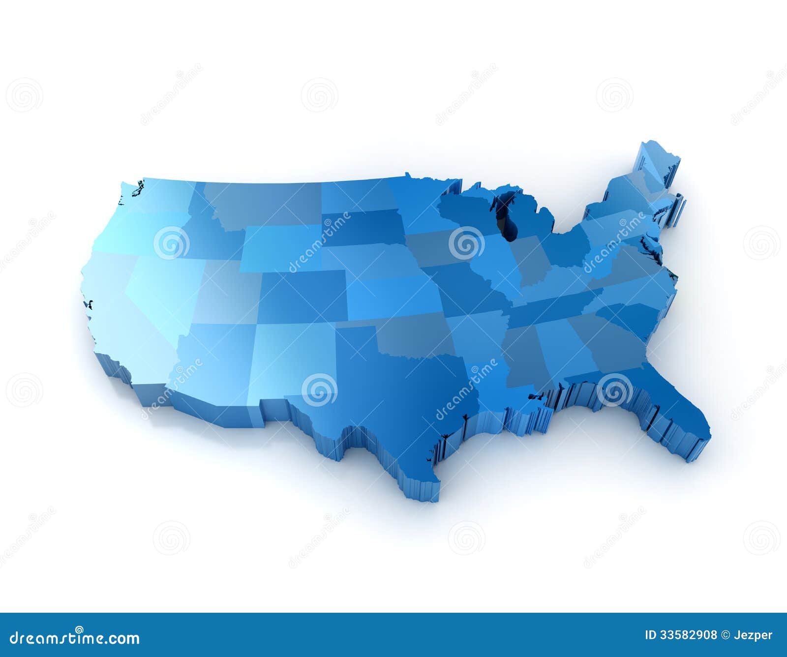 3d United States Map With Flaf - Map