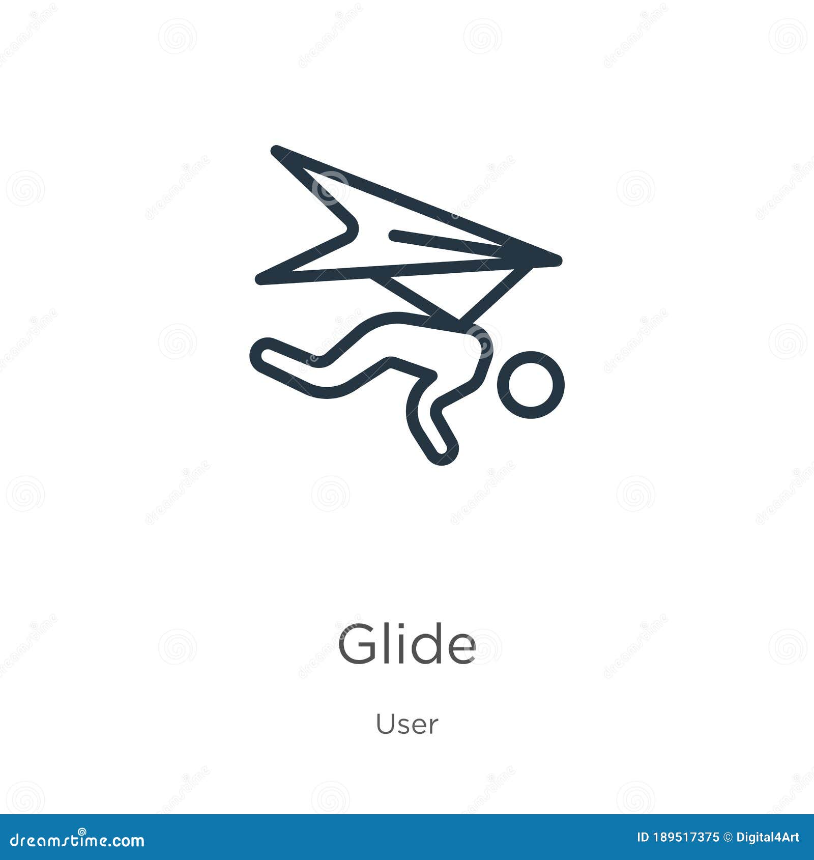 Glide Icon. Thin Linear Glide Outline Icon Isolated on White Background ...