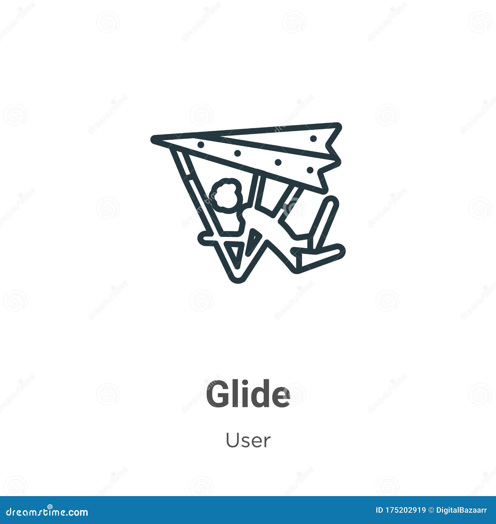Glide Outline Vector Icon. Thin Line Black Glide Icon, Flat Vector ...