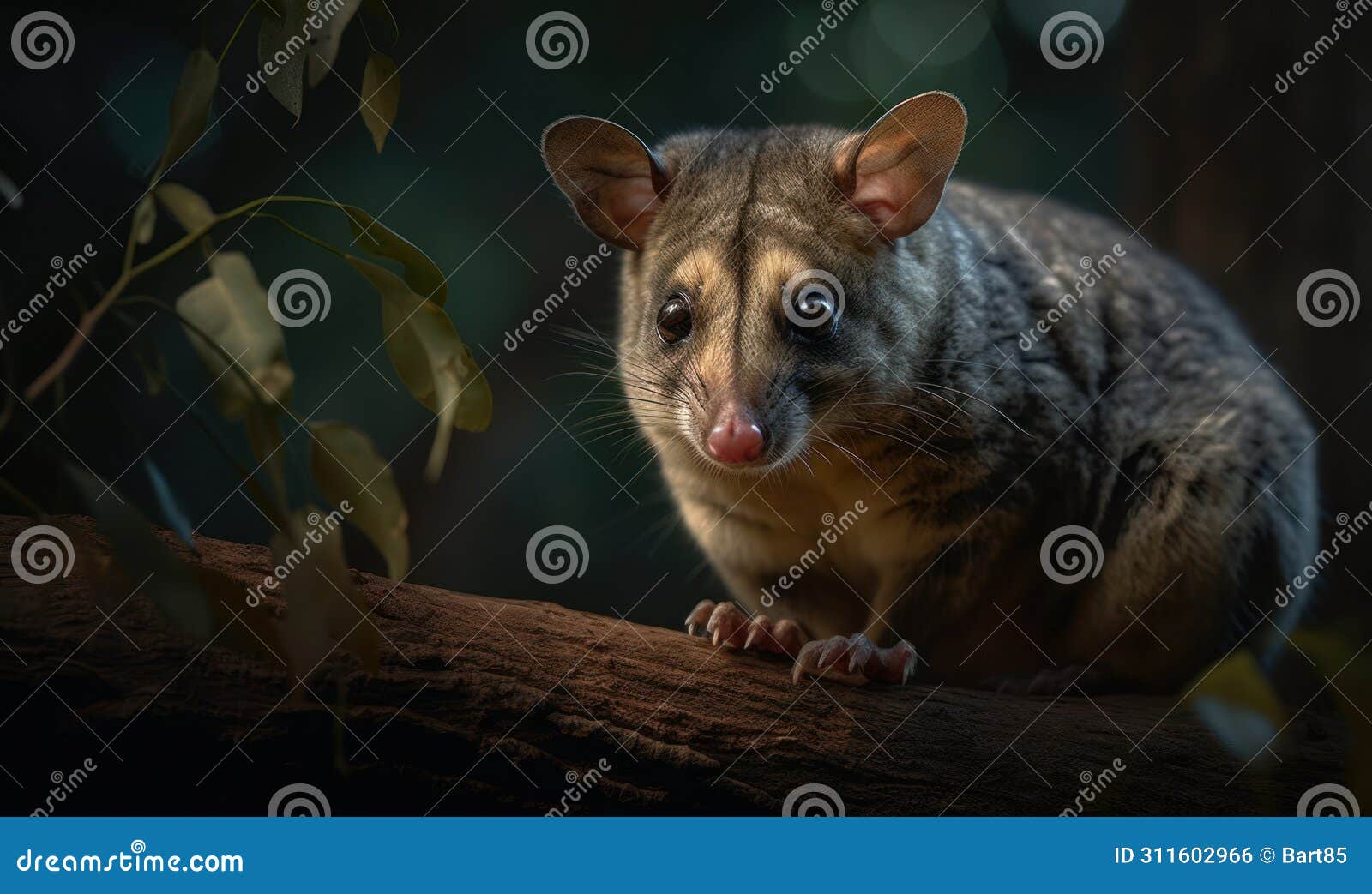 Glider Also Called Flying Phalanger Perched on a Eucalyptus Branch in ...