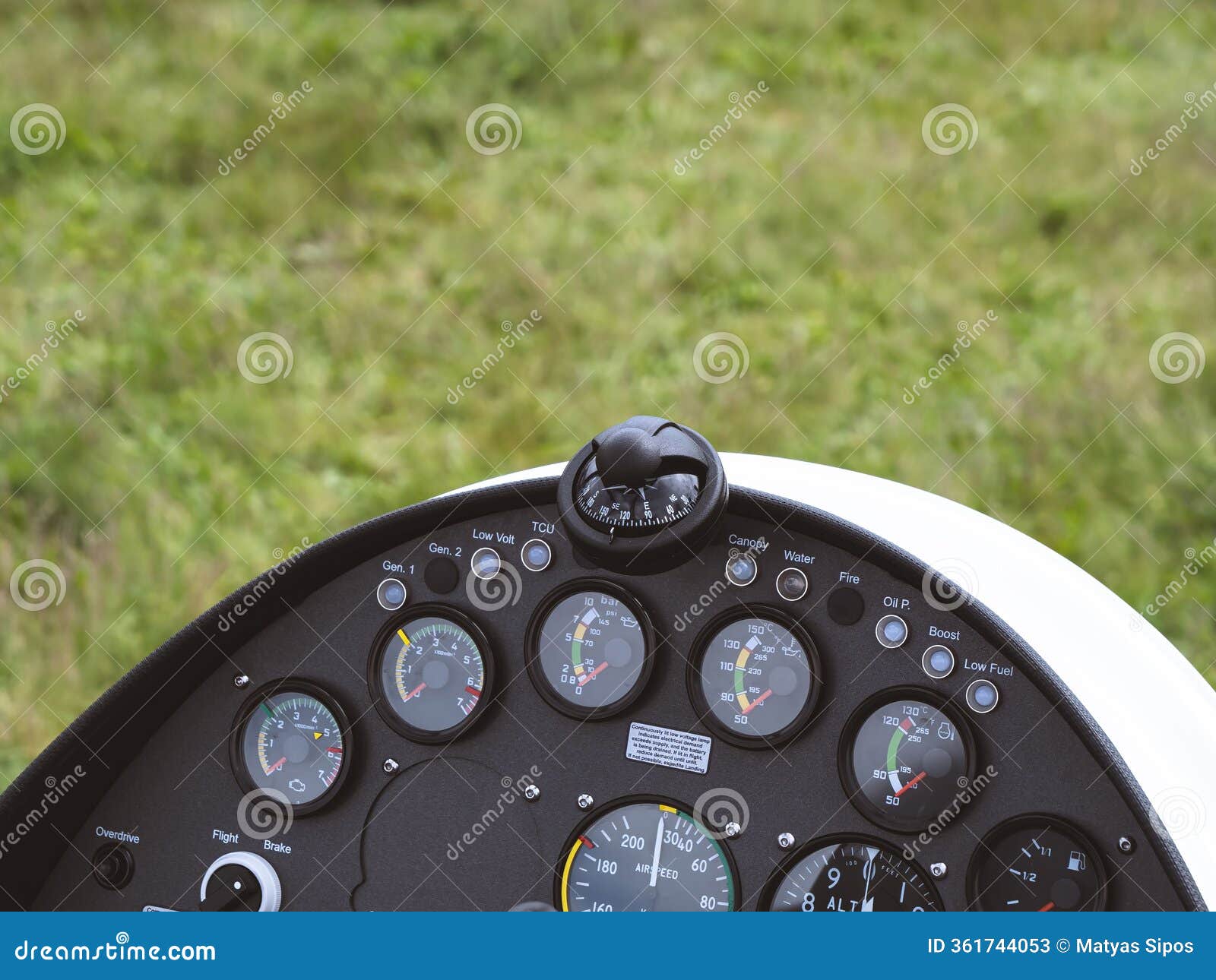 Glider Cockpit Interior with Flight Instruments and Controls Stock ...