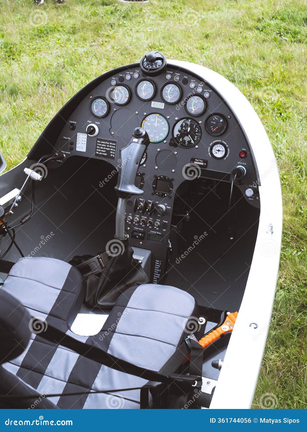 Glider Cockpit Interior with Flight Instruments and Controls Stock ...