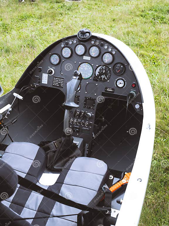 Glider Cockpit Interior with Flight Instruments and Controls Stock ...