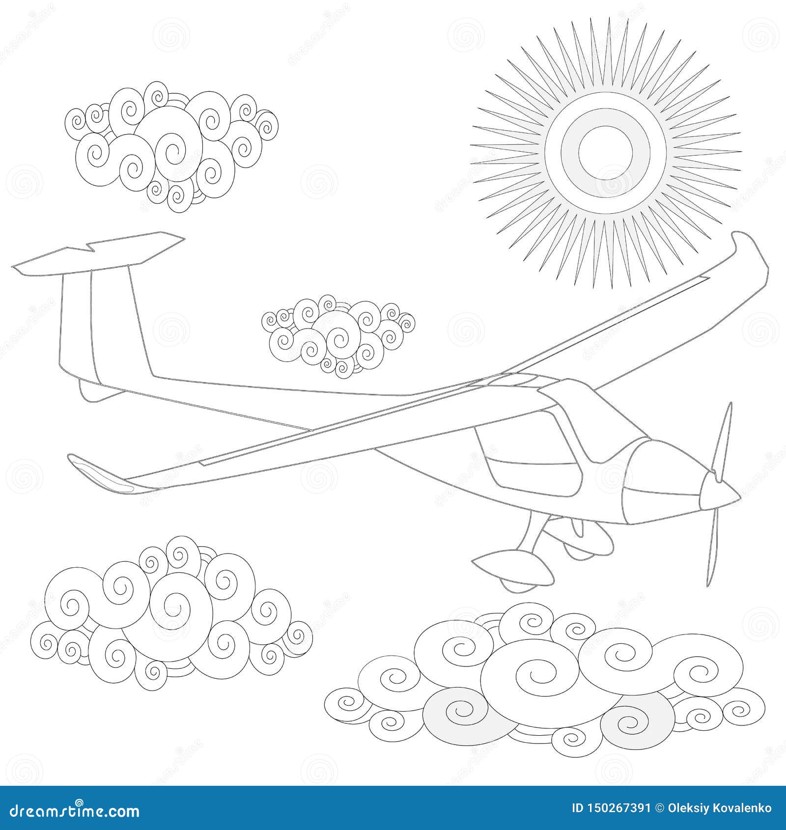 Glider. Coloring Image of Glider in the Sky Stock Vector - Illustration ...