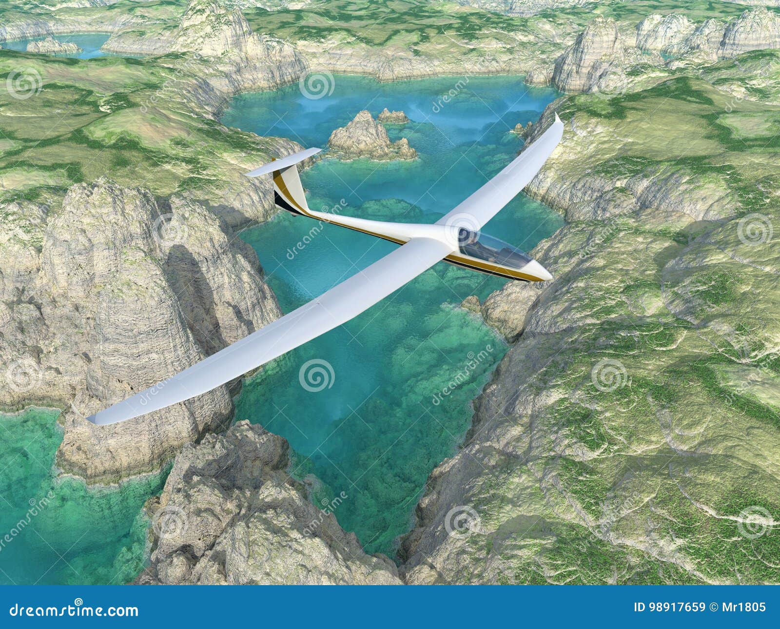 Glider over a tarn stock illustration. Illustration of flying - 98917659