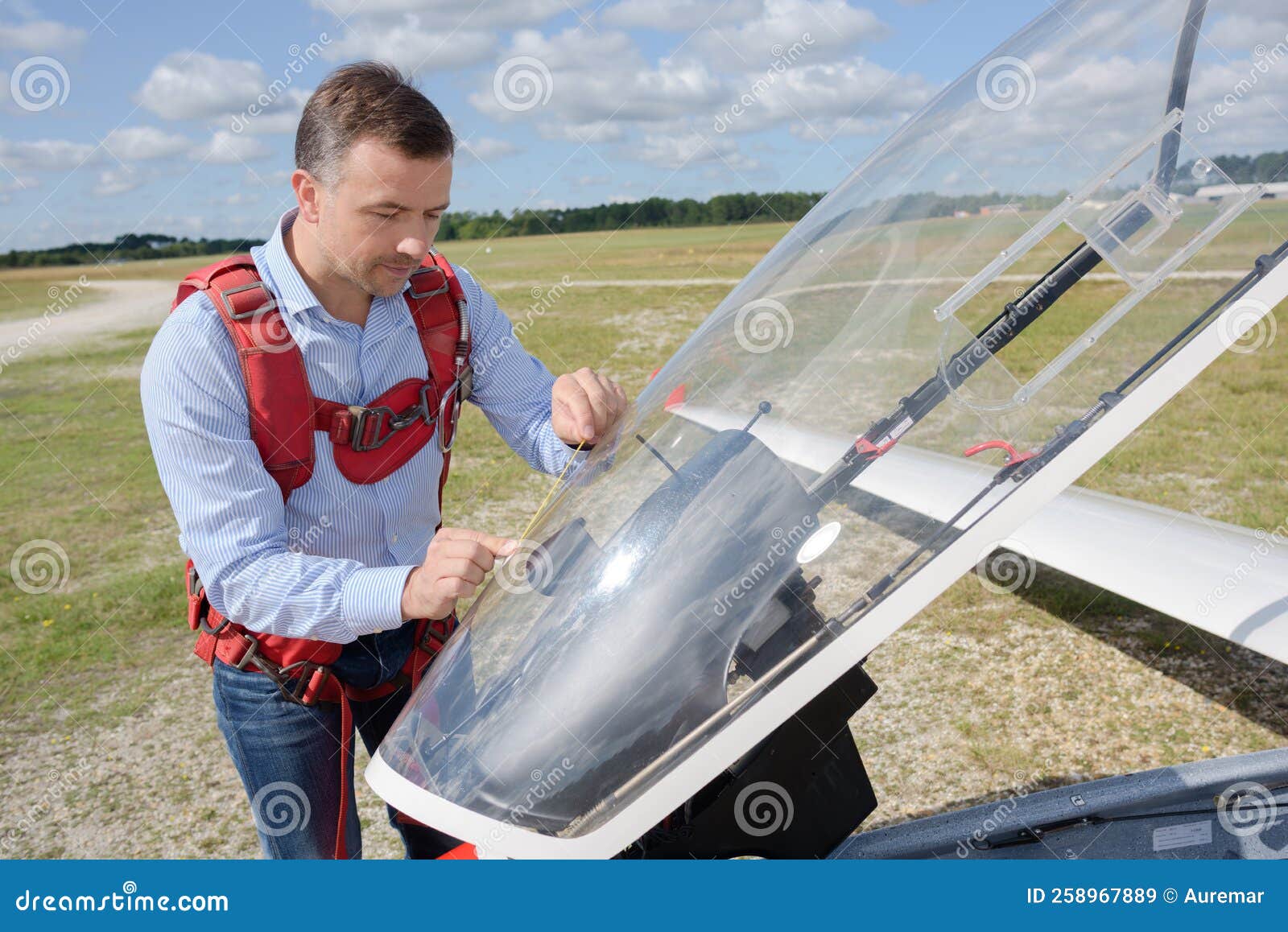 Glider Pilot during Pre Flight Inspection on Runway Stock Image - Image ...