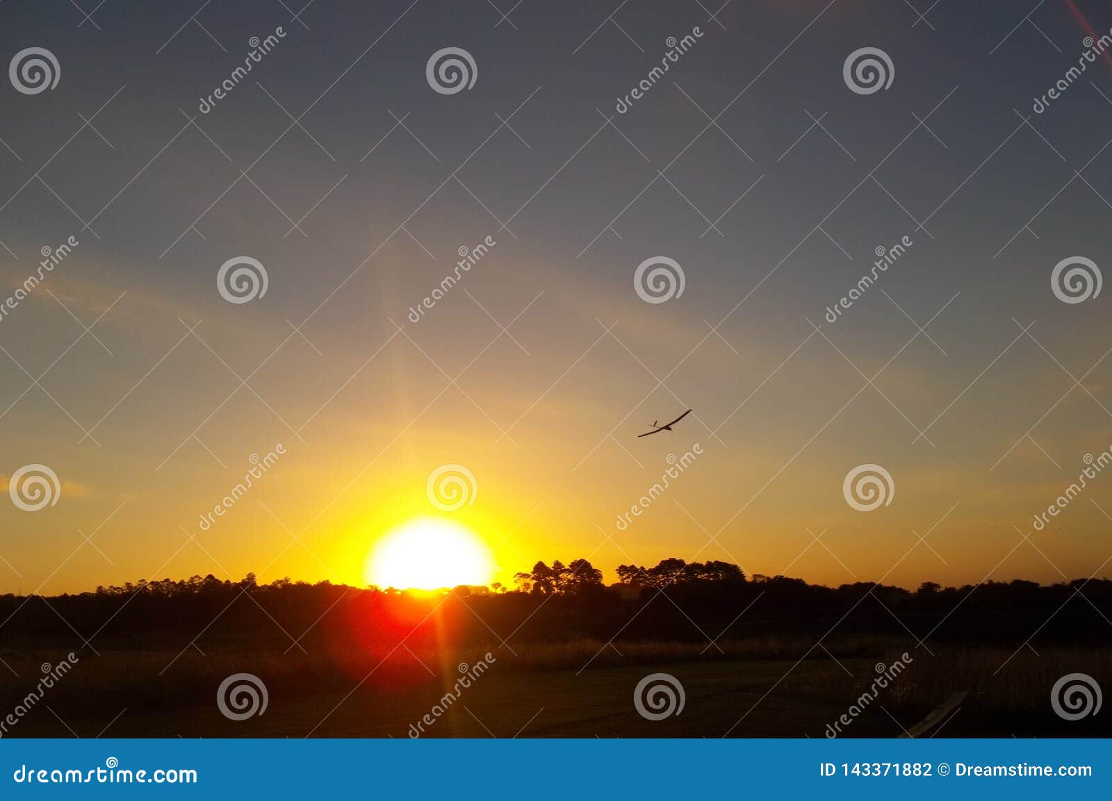 Glider at sunset stock photo. Image of airplane, aeromodelling - 143371882