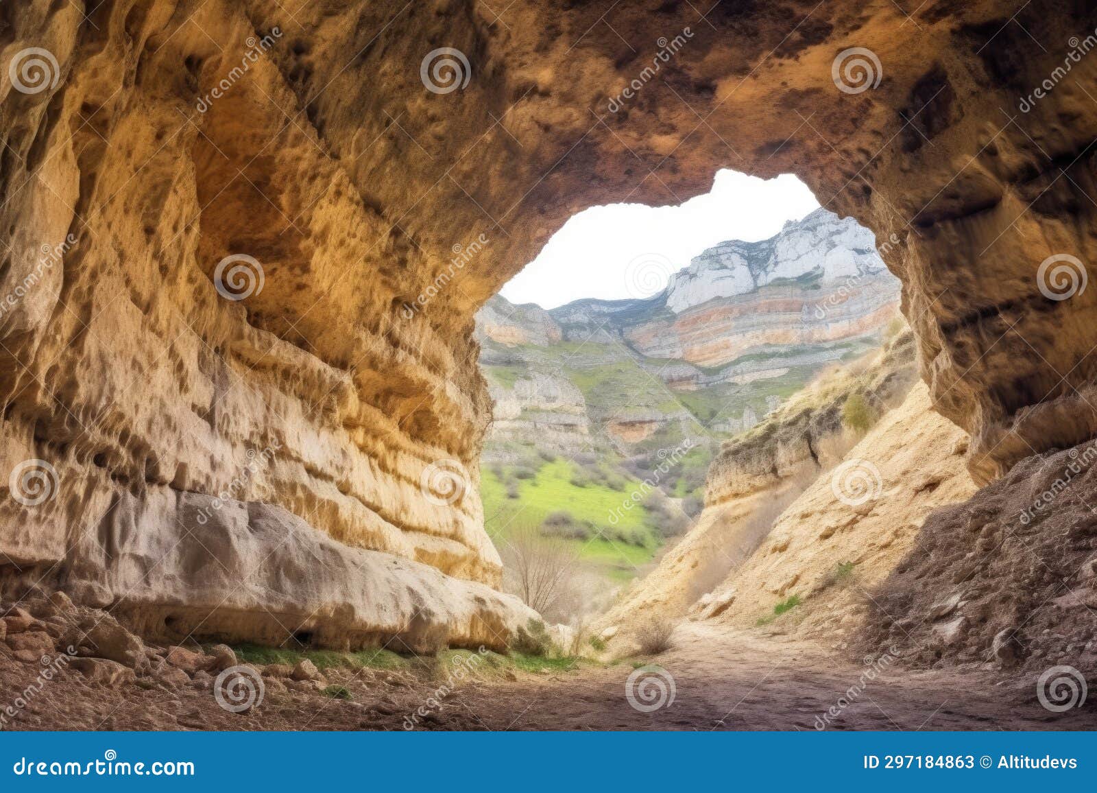 Glimpse of a Cave in the Cliff Ceramically Mapped Stock Image - Image ...