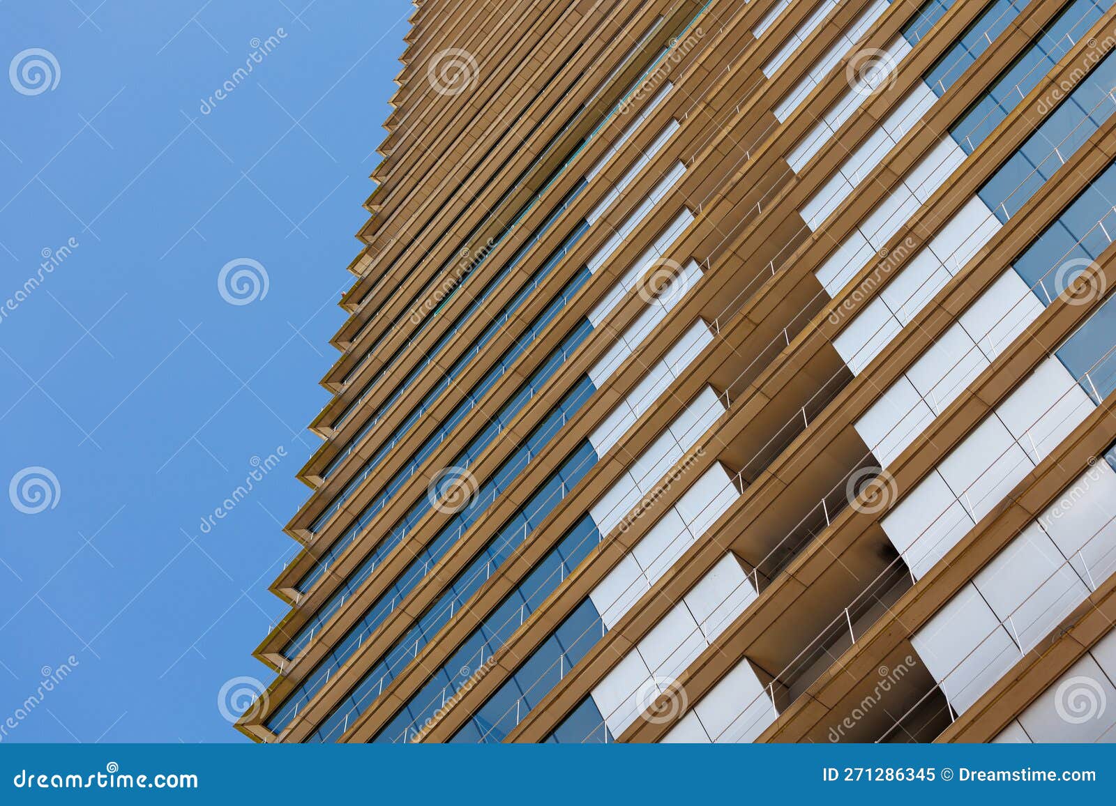 Glimpse of the Facade of a Skyscraper Seen from Below, Barcelona, Spain ...