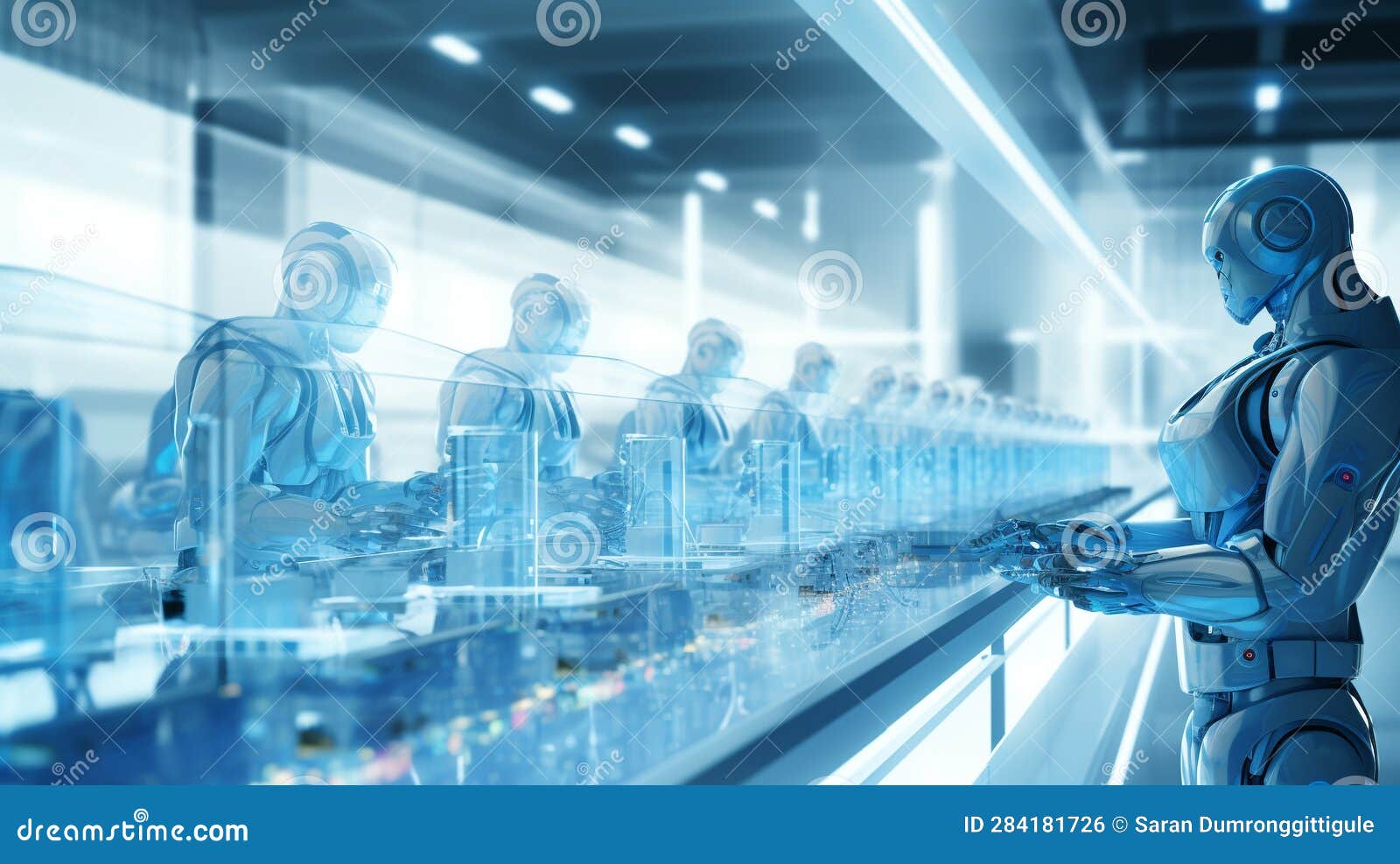 Glimpse of the Future Manufacturing with Humanoid Robots Stock ...