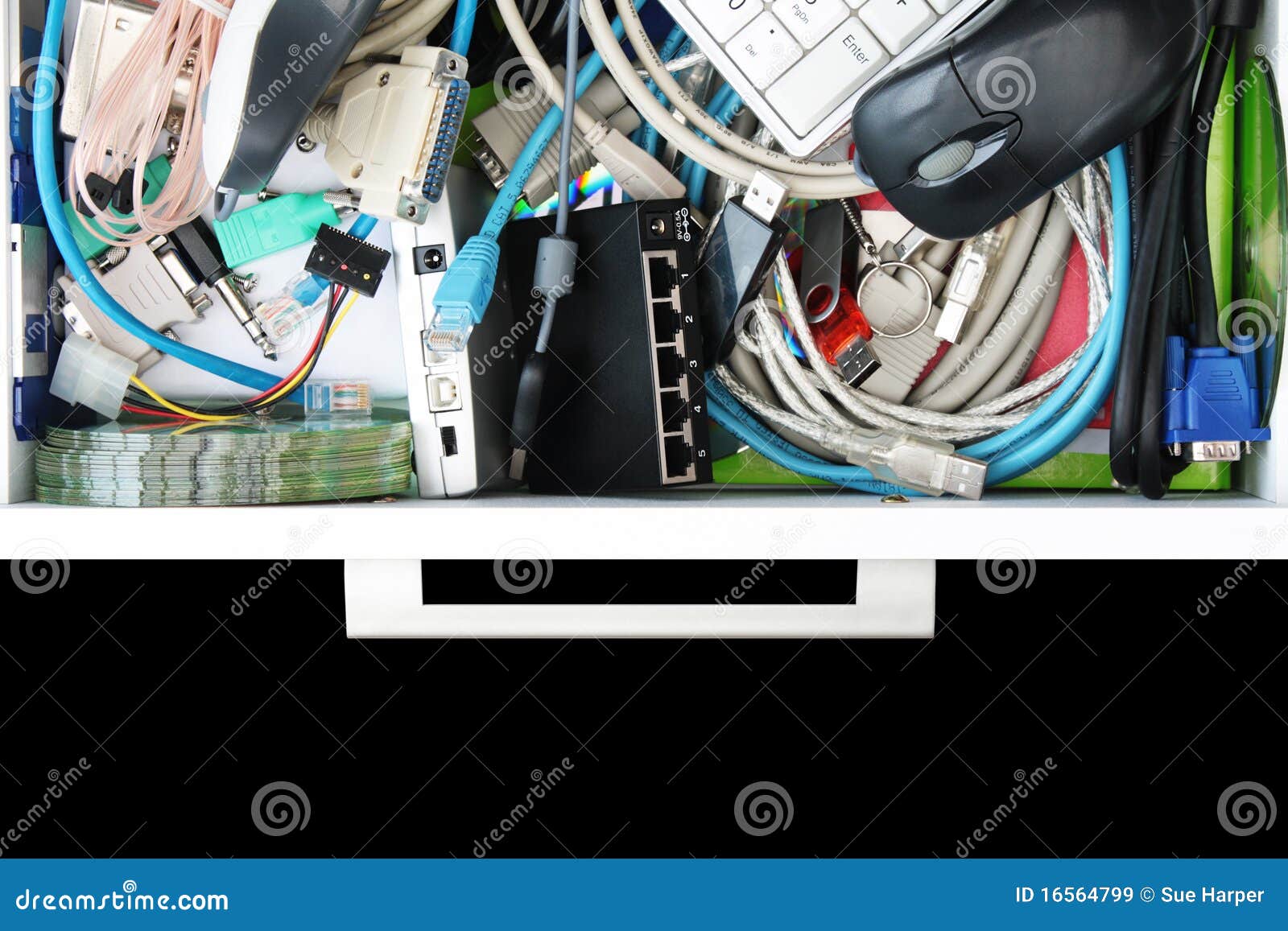 Glimpse Inside the Computer Stuff Drawer Stock Image - Image of ...