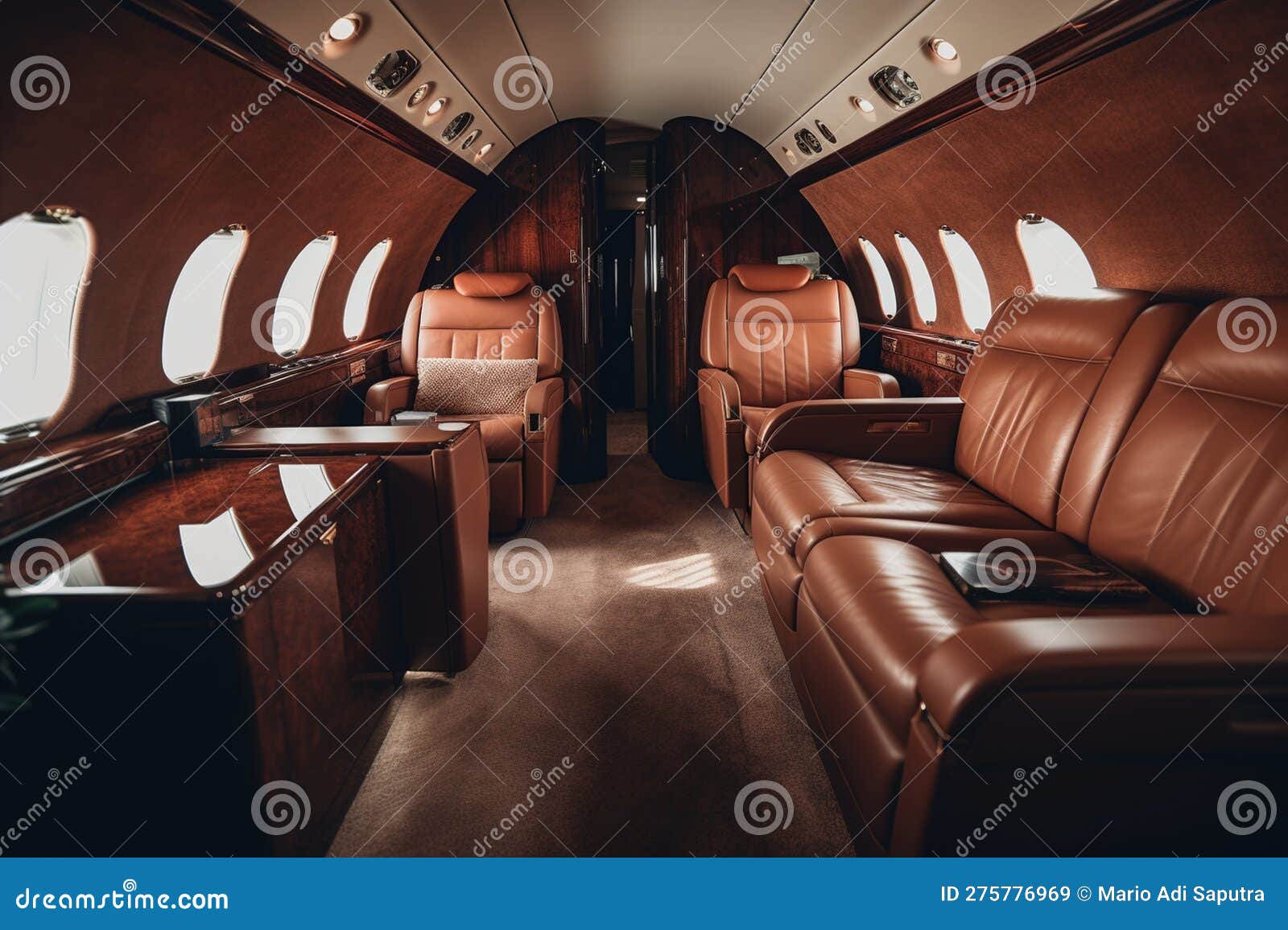 A Glimpse Inside a Luxurious Private Jet with Opulent Leather Seats ...
