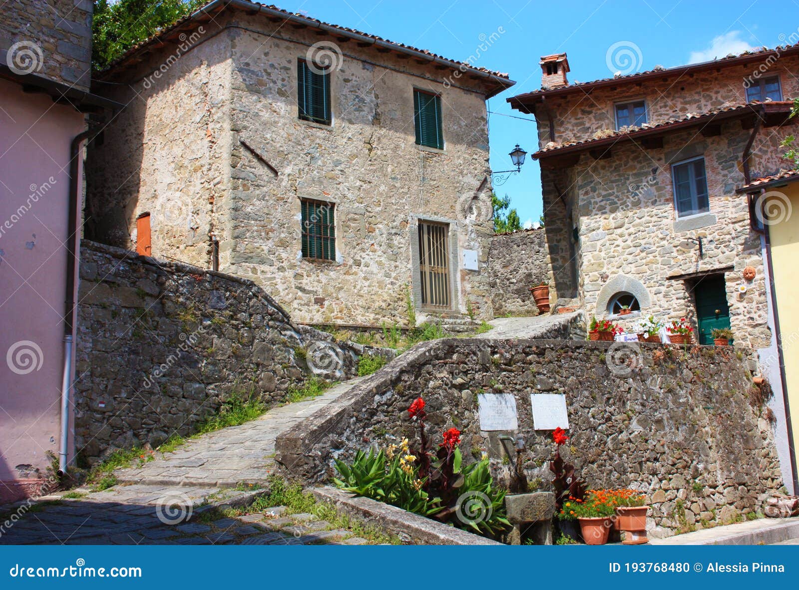 Glimpse of the Panorama between the Typical Stone Walls of a Rustic ...