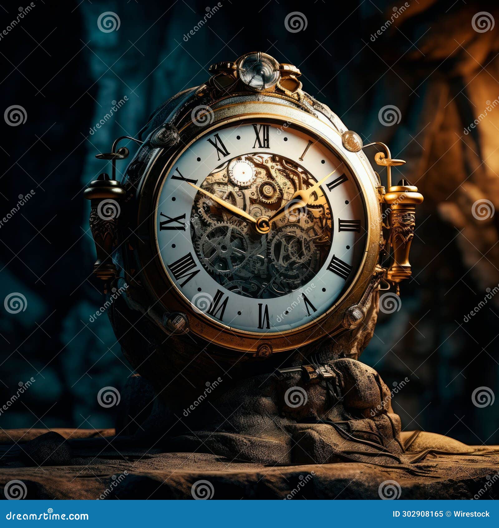 AI Generated Digital Art. Timeless Artifact: Ancient Clock Fossil Stock ...