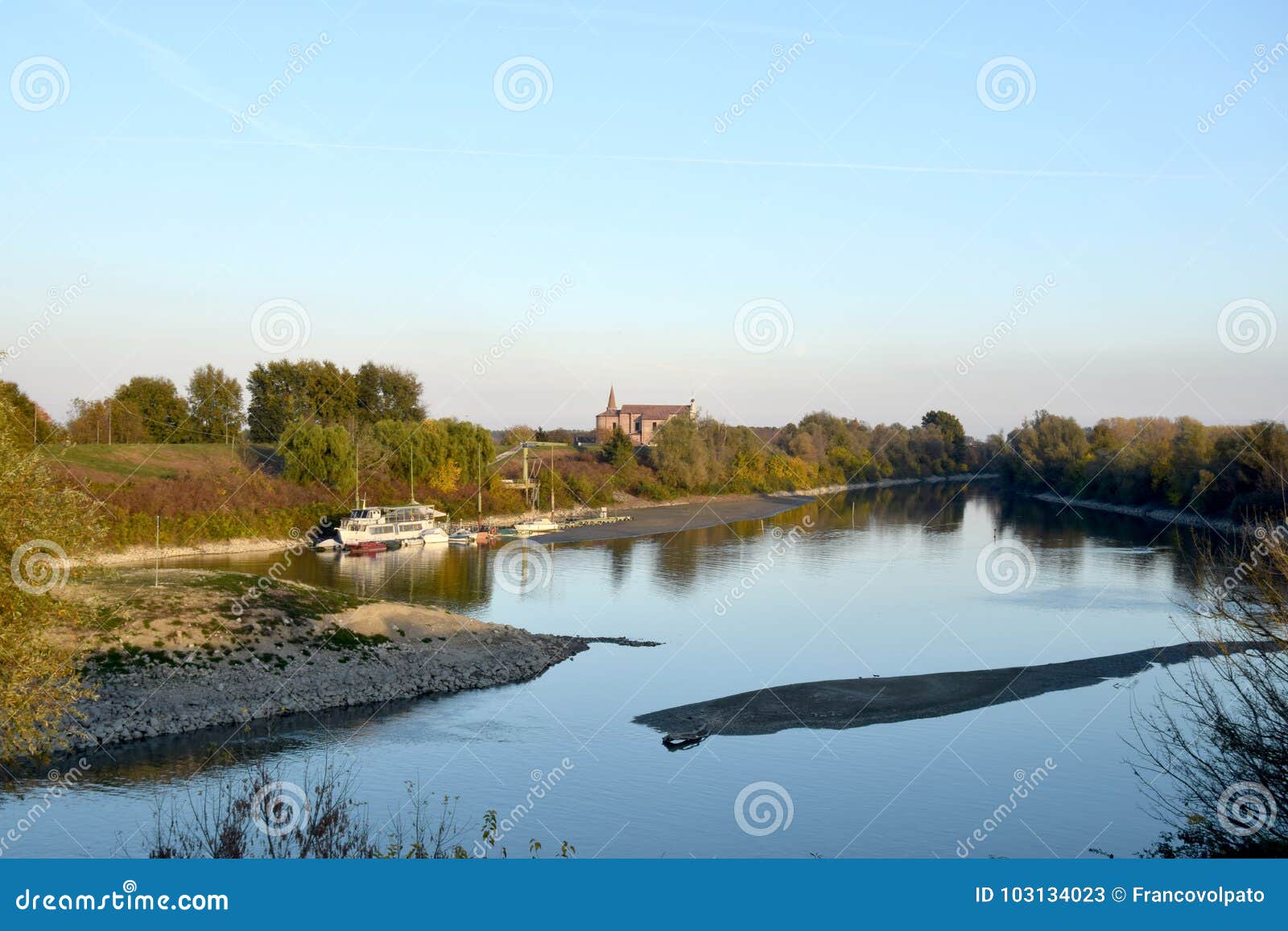 A Glimpse of the Po River in the Fall Season Stock Image - Image of ...
