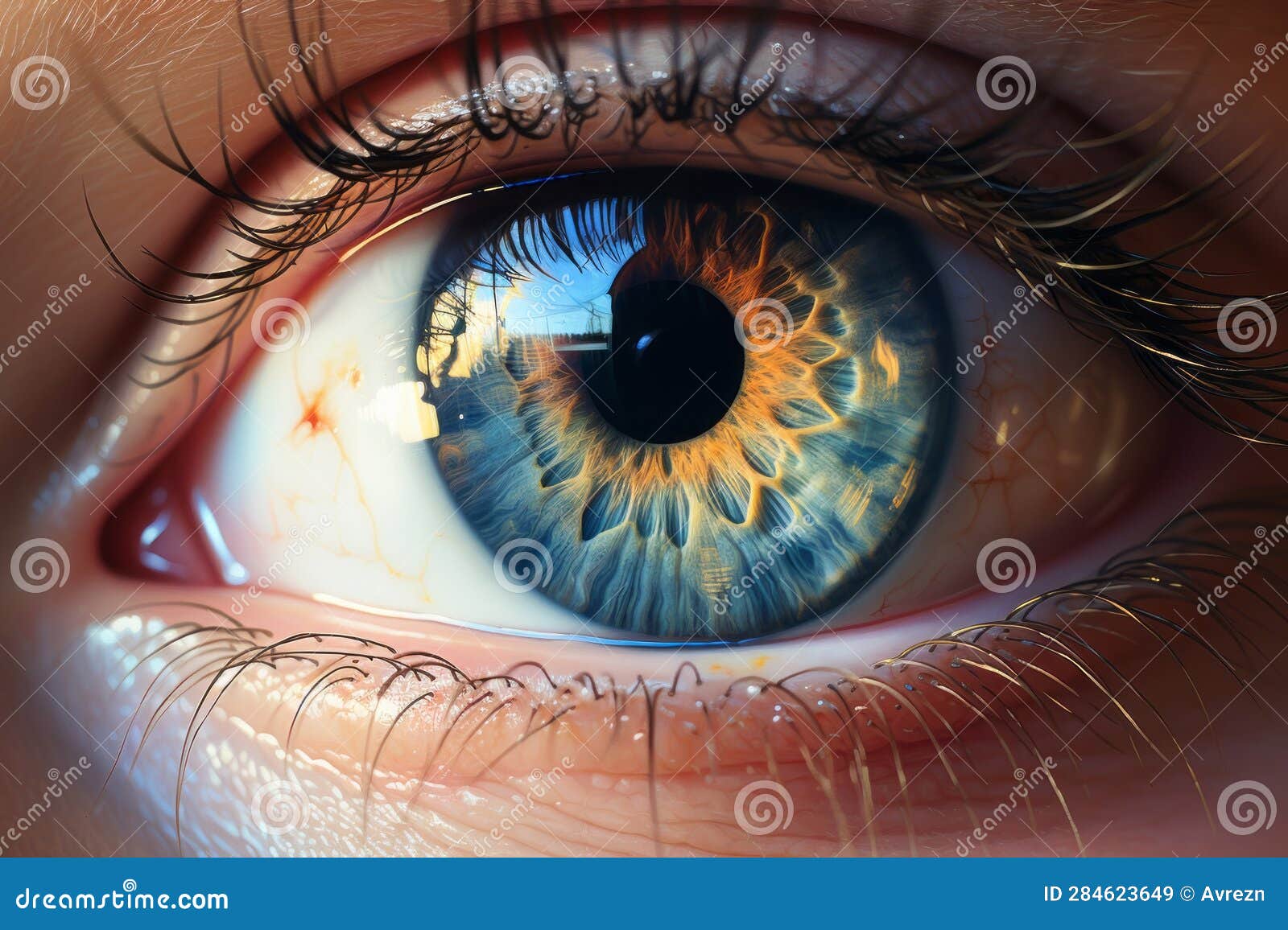 Glimpse into Serenity: a Human Eye, Sparkling Detailed Light Blue ...
