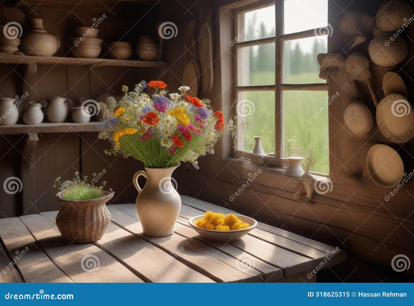 A Glimpse of Slavic Folklore in a Rustic Kitchen Scene Stock ...
