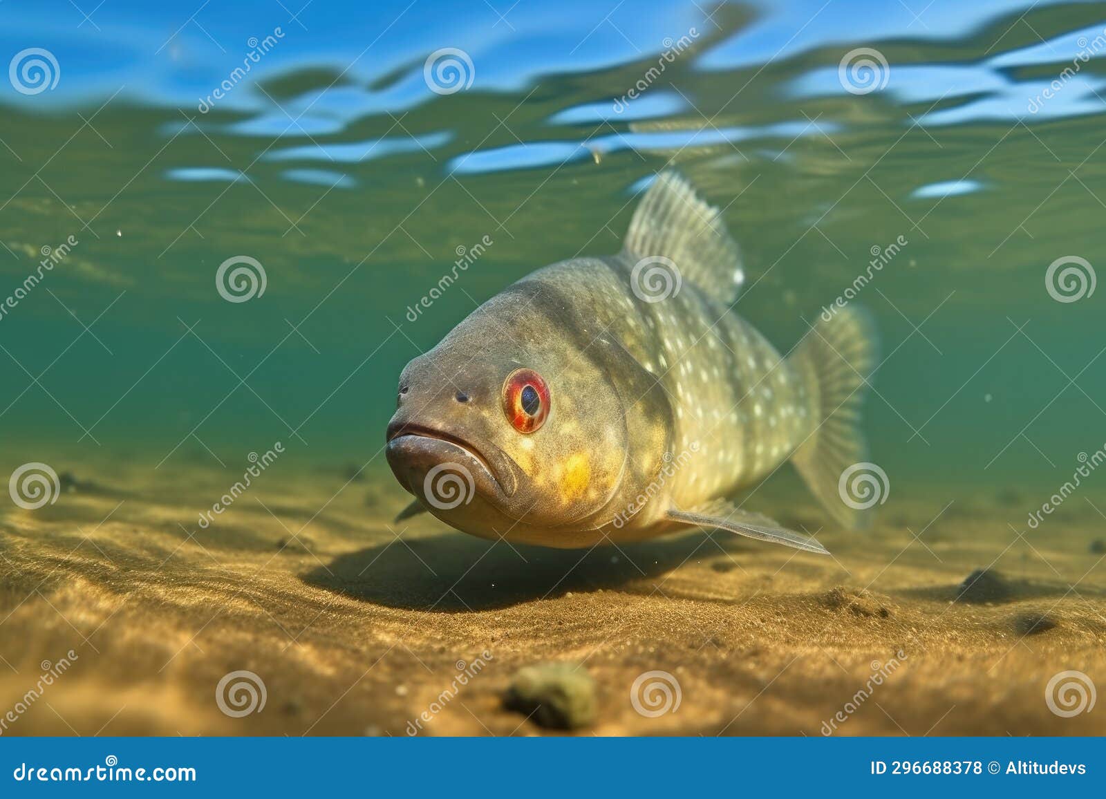 A Glimpse of a Sunfish from a Freshwater Lake Edge Stock Illustration ...