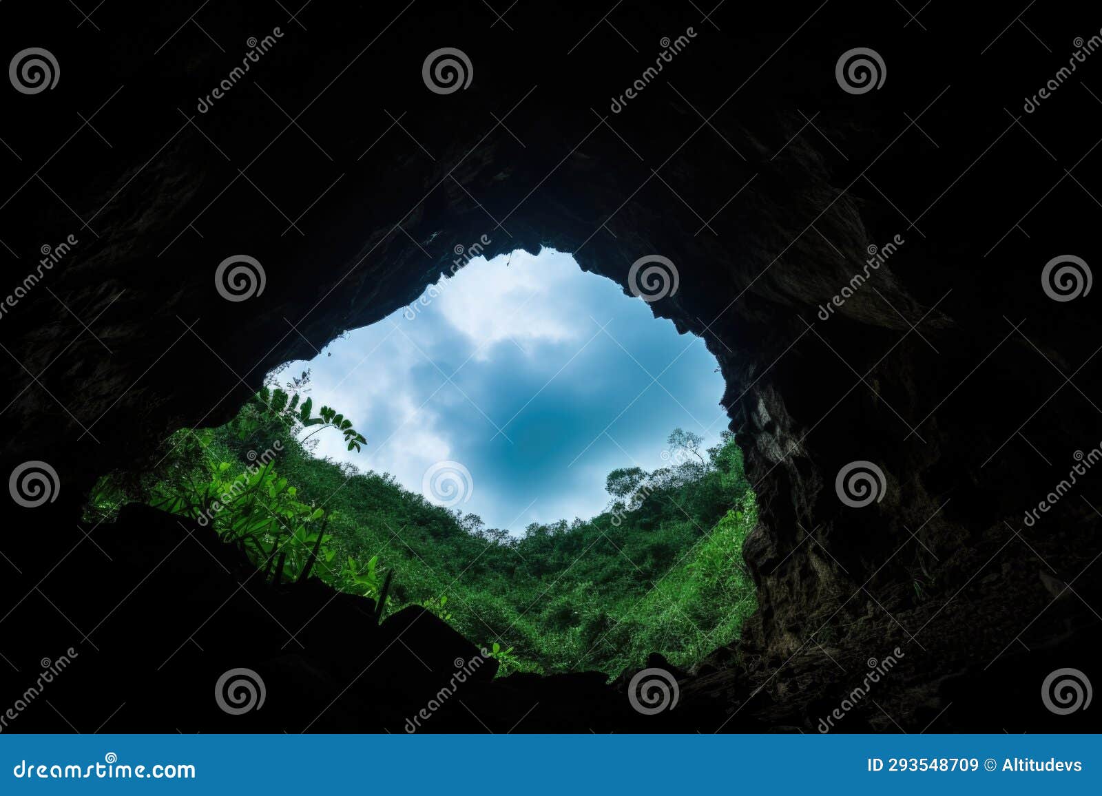 Glimpses of Sky Visible from a Deep Cave Shaft Stock Image - Image of ...