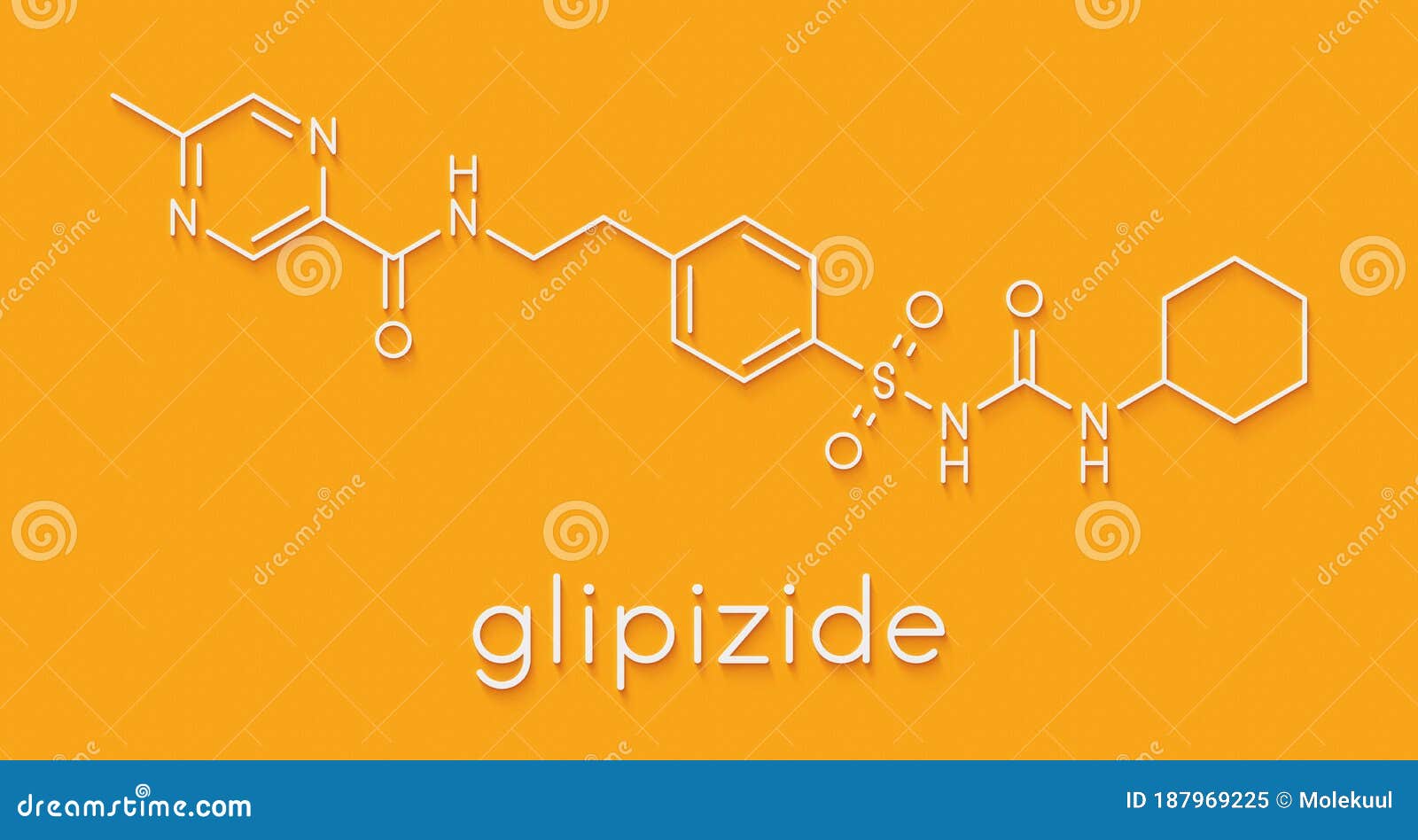 Glipizide Diabetes Drug Molecule. Skeletal Formula. Stock Illustration ...