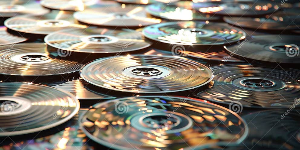 Glistening CD Collection Under Lights Stock Illustration - Illustration ...