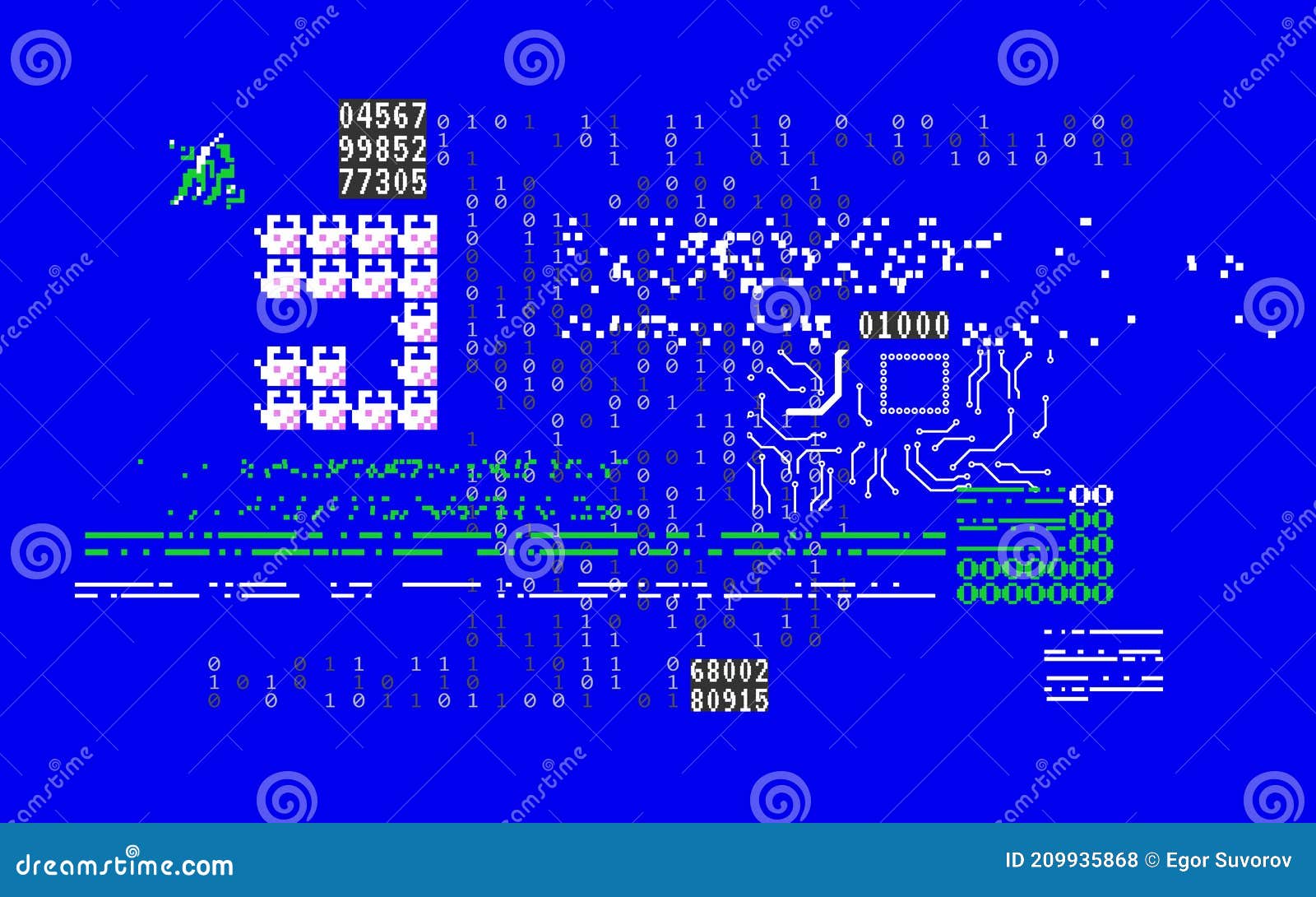 Glitch Abstract Shapes. System Error with Random Numbers. Computer ...