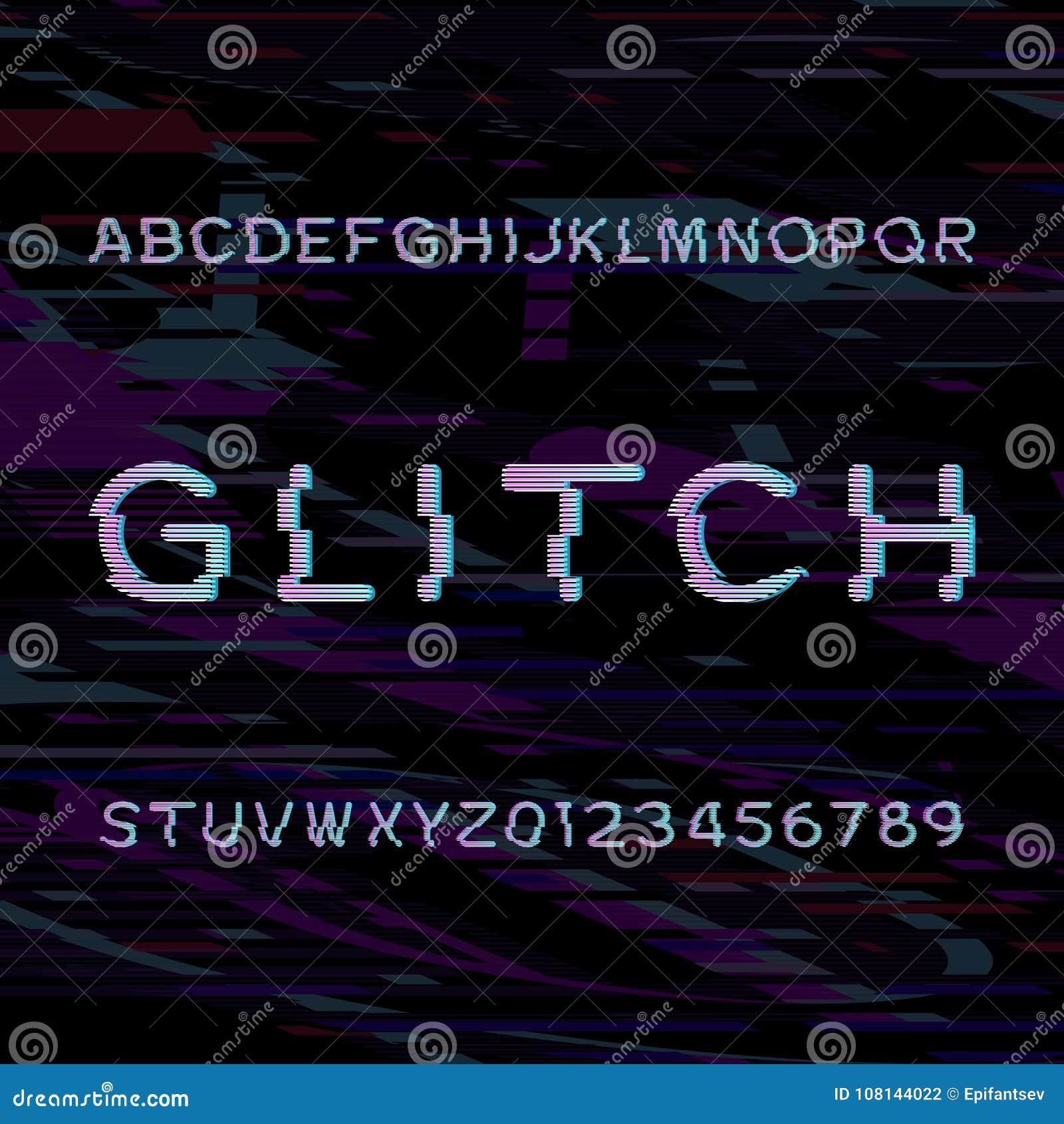 Glitched Numbers Alphabet Font Design. Number Headline, Typeface, Logo ...