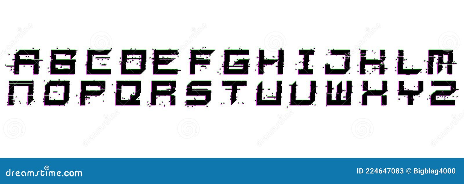 Glitch Alphabet.Font with Distortion Effect.Isolated Vector ...