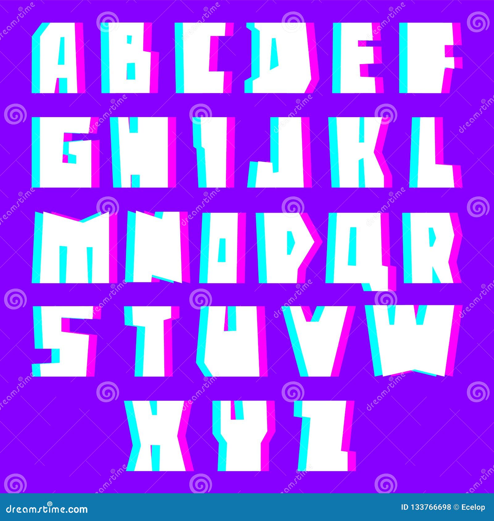 Glitch Alphabet Letters and Numbers with Effect Stock Vector ...
