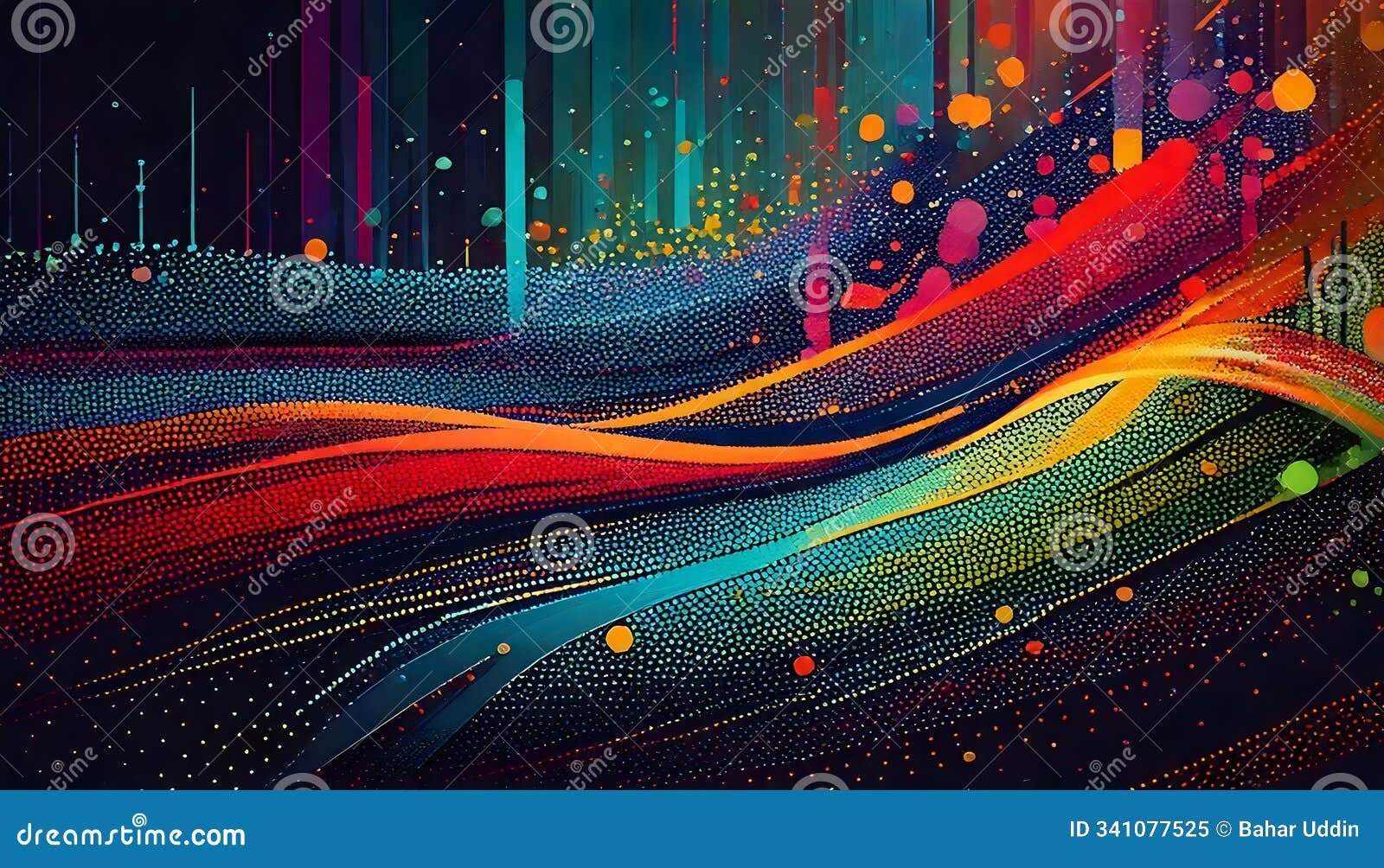 Glitch Art Stippled Dotwork Dynamic Flow Lines Abstract Background in ...