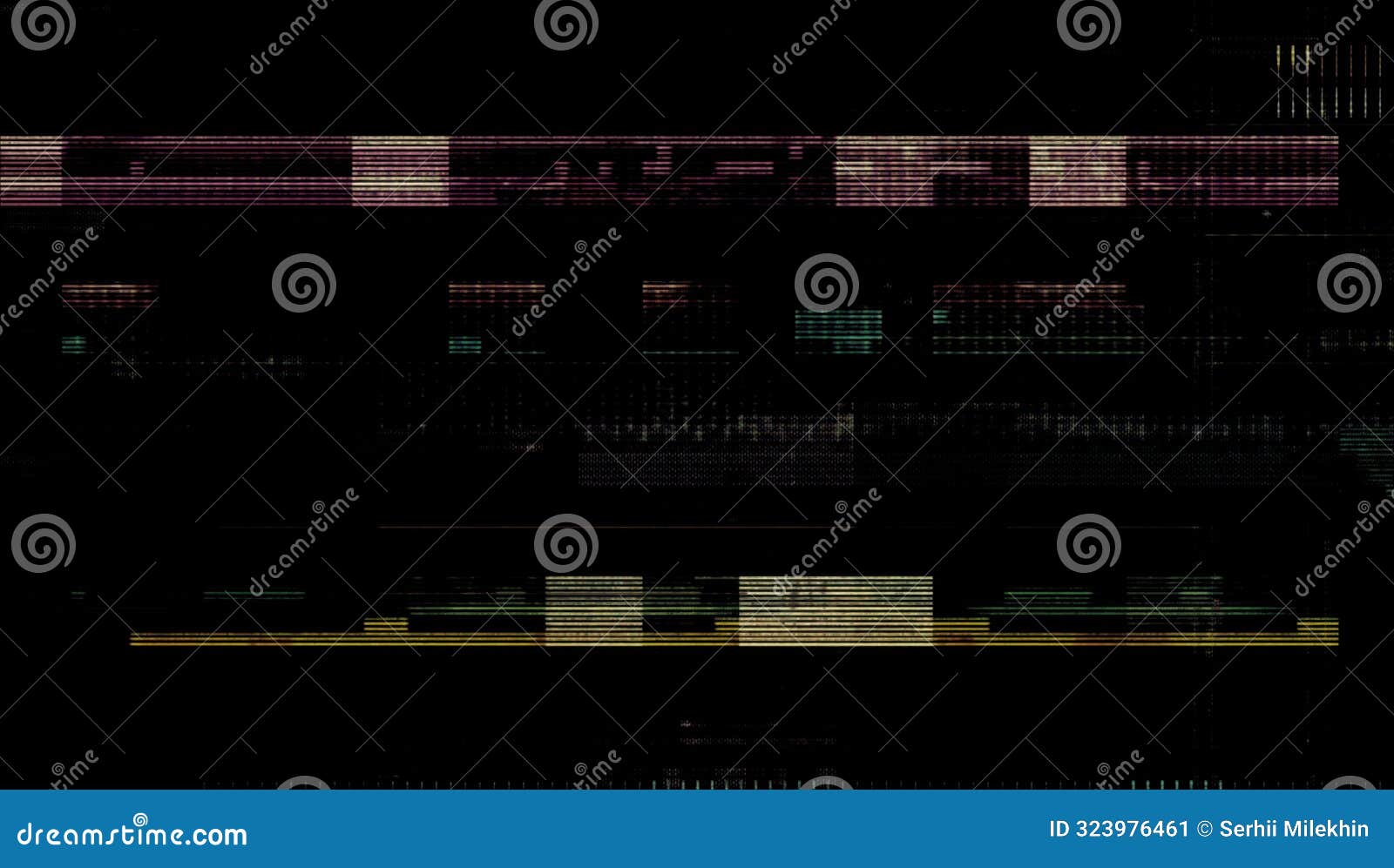 Digital Errors on the Screen. Colorful Stripes Noisy Television Screen ...