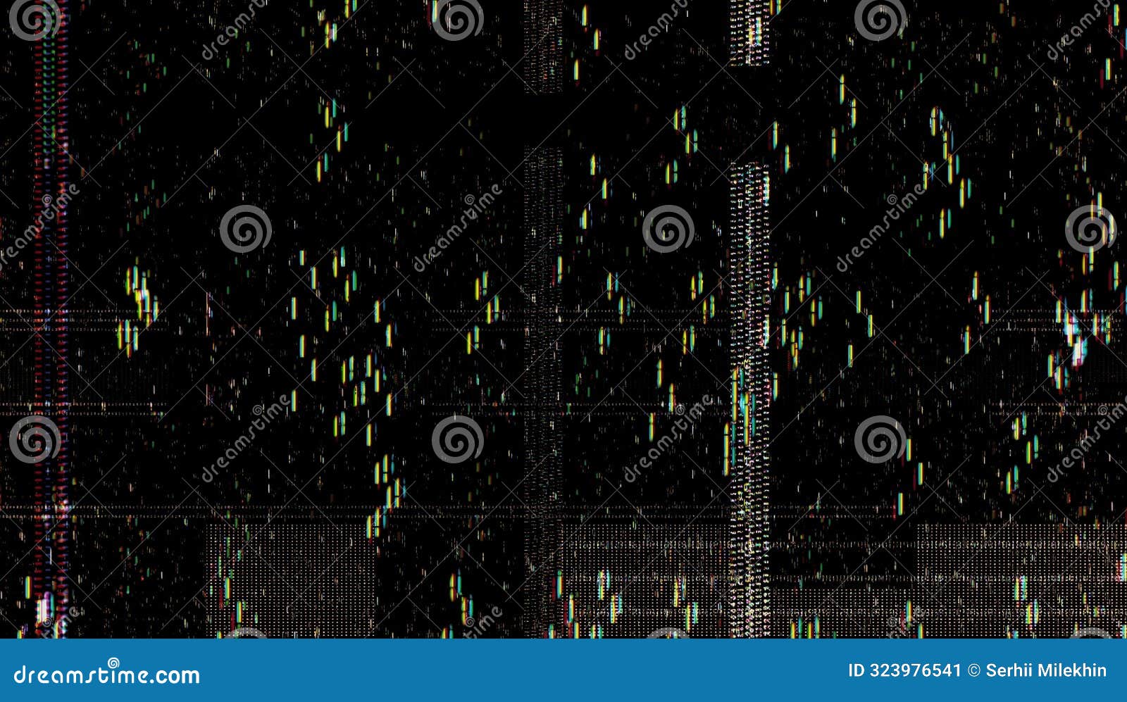 Digital Errors on the Screen. Colorful Stripes Noisy Television Screen ...