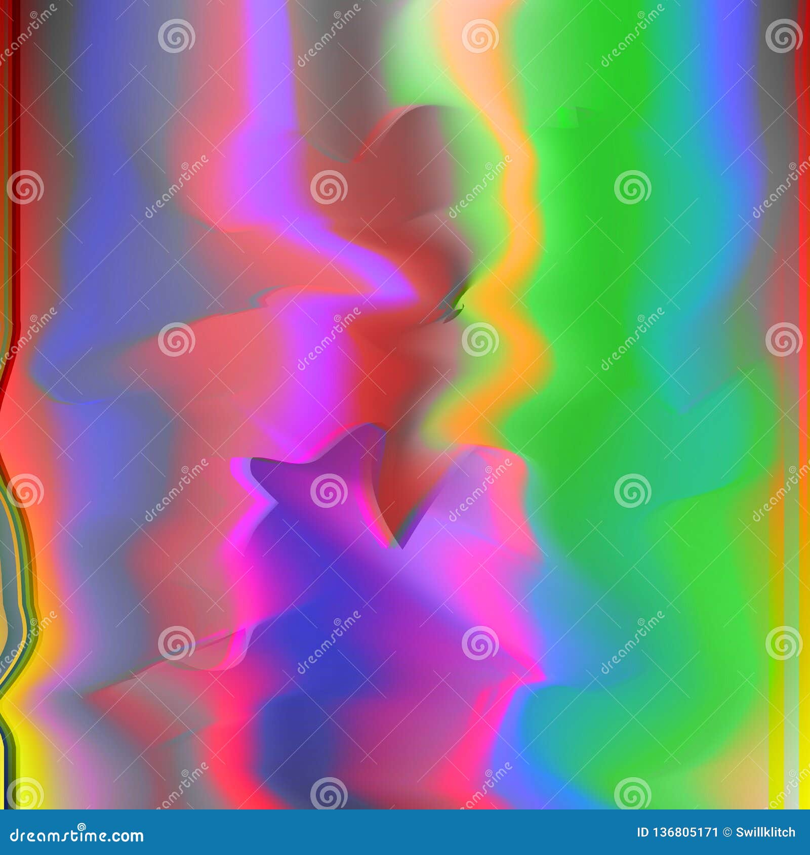 Glitch Background with Shiny Glowing Blurred Colors Flow Stock Vector ...