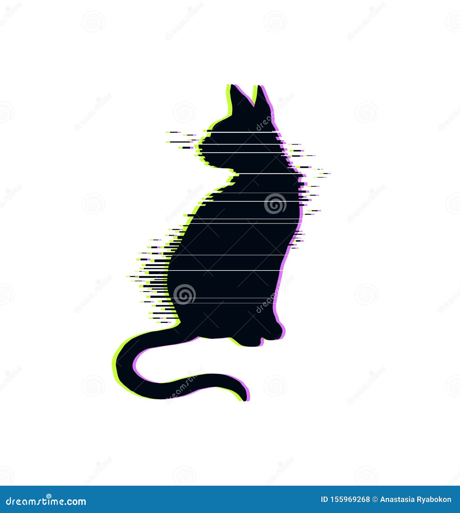 Glitch Cat Modern Vector Illustration Isolated Stock Vector ...