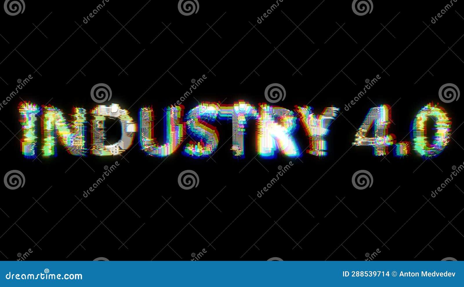 Glitch and Chromatic Aberrations Cybernetic Text on Black, Isolated ...