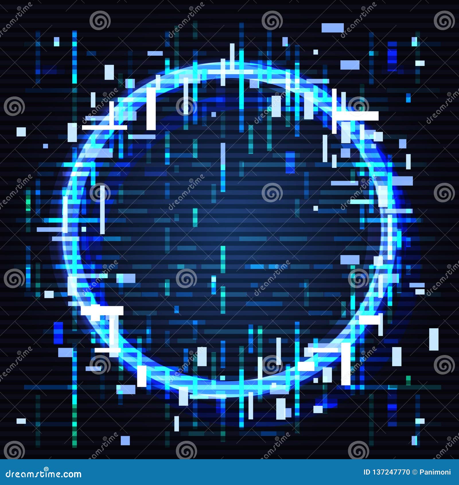 Glitch Circle. Round Object in Computer Style Effect Stock Vector ...