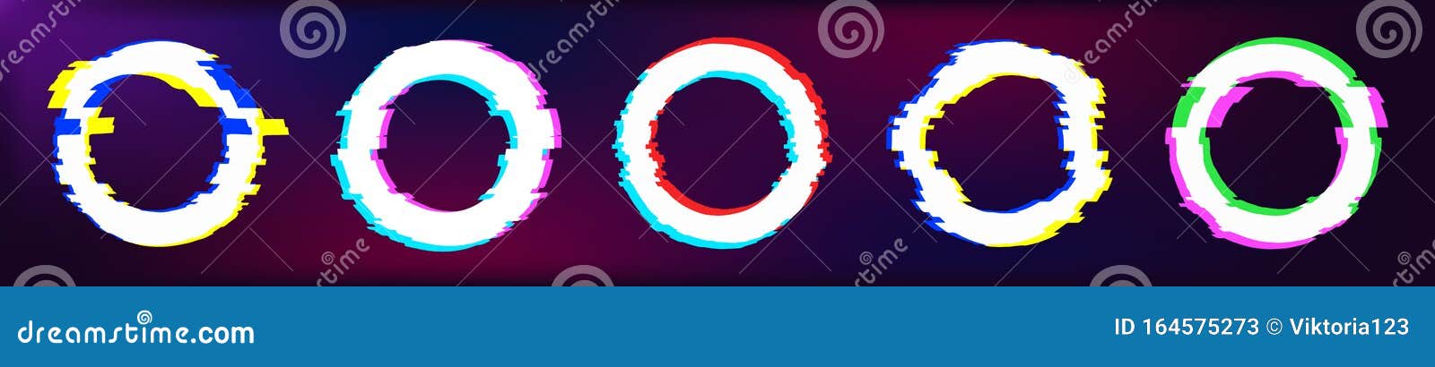 Glitch Circle Frame. Tv Distorted Signal Chaos, Glitched Ring Light ...
