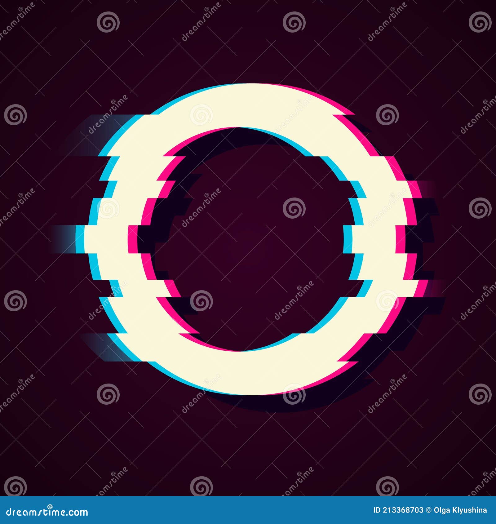 Glitch Circle Frame. Tv Distorted Signal Chaos, Glitched Ring Light ...