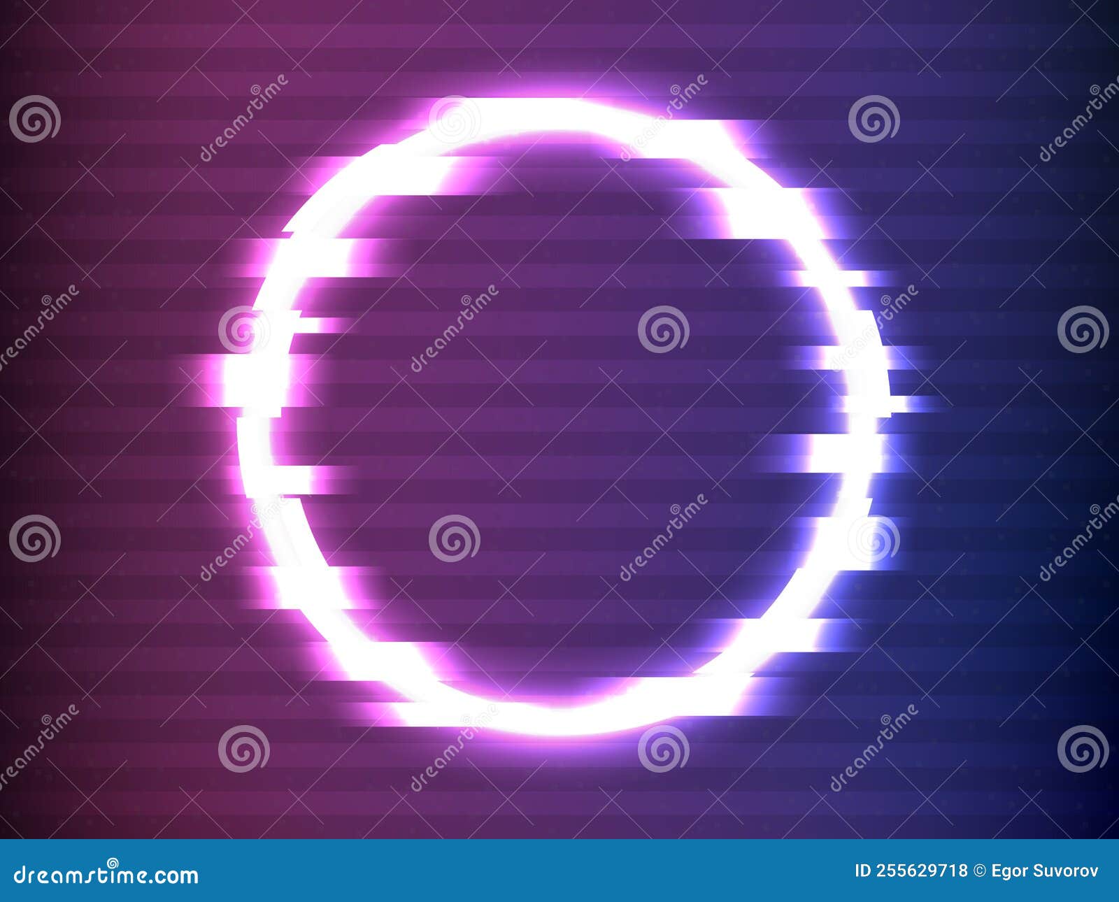 Glitch Circle Neon. Glitched Round Frame. Broken Shining Circle with ...