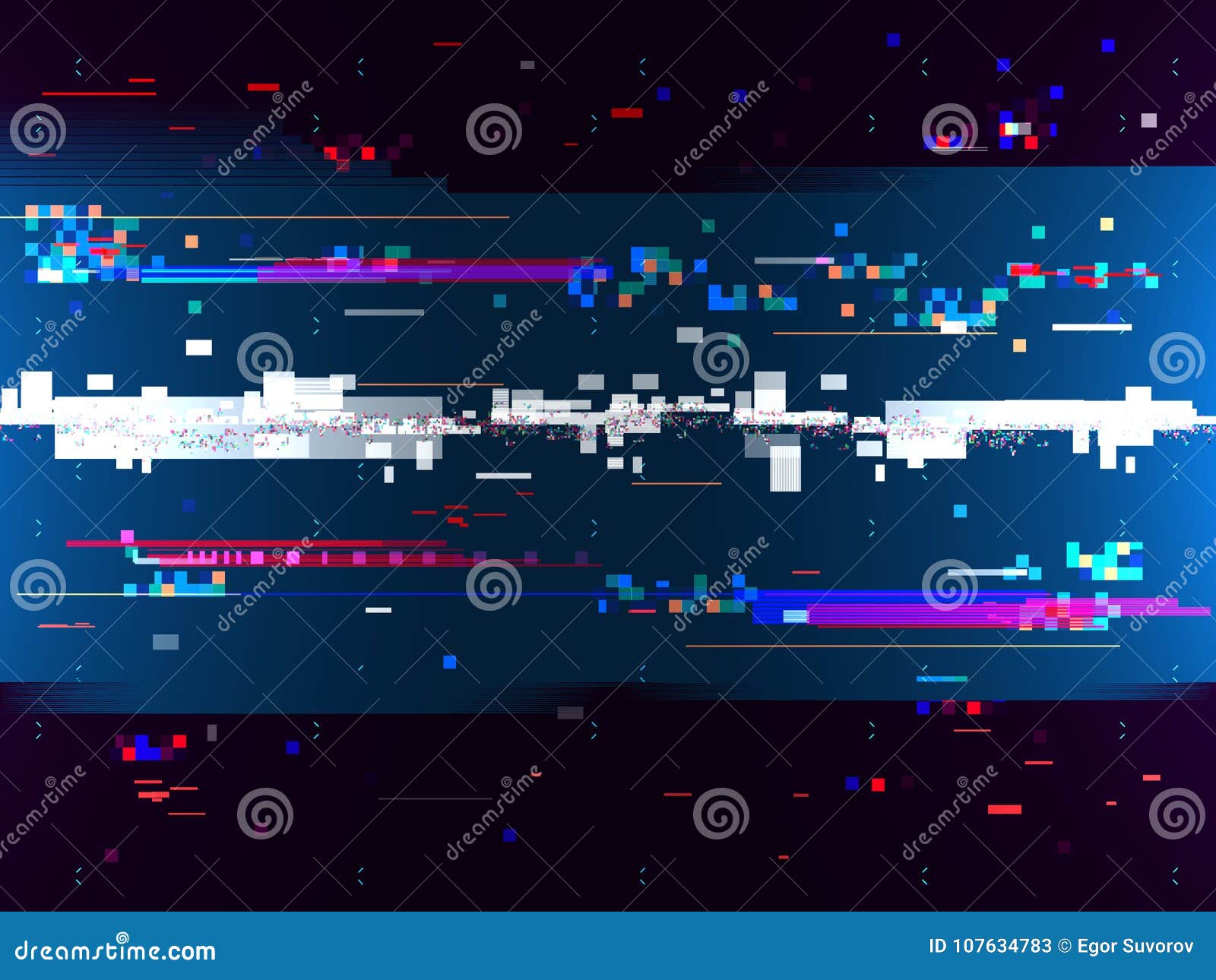 Glitch Color Effect Background. Digital Noise. Multicolor Shapes and ...