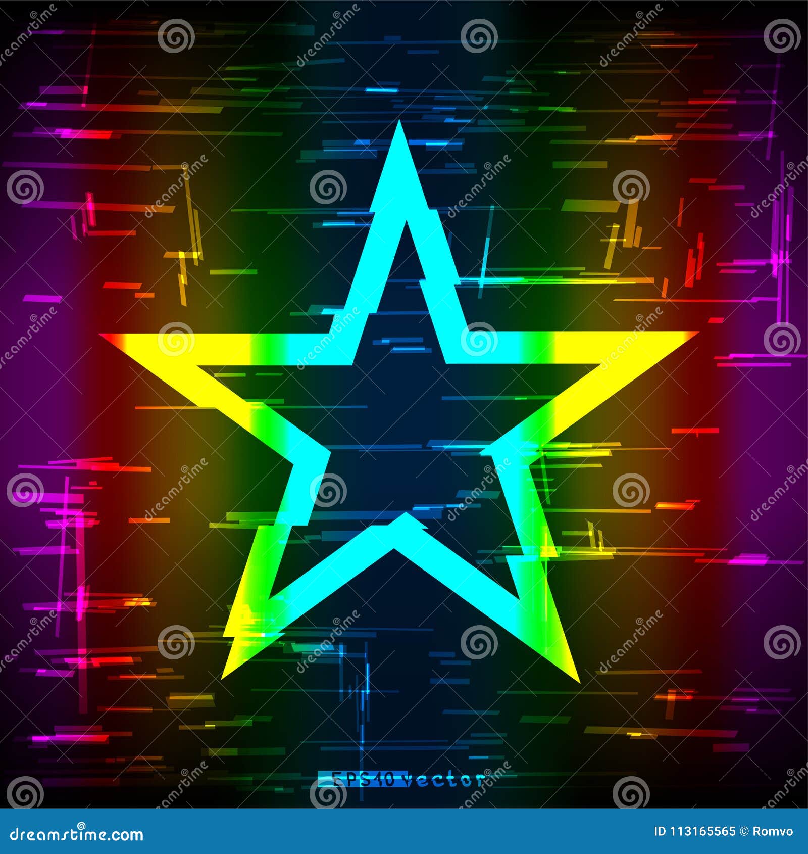 Glitch Rainbow Star Shape Template Stock Vector - Illustration of ...