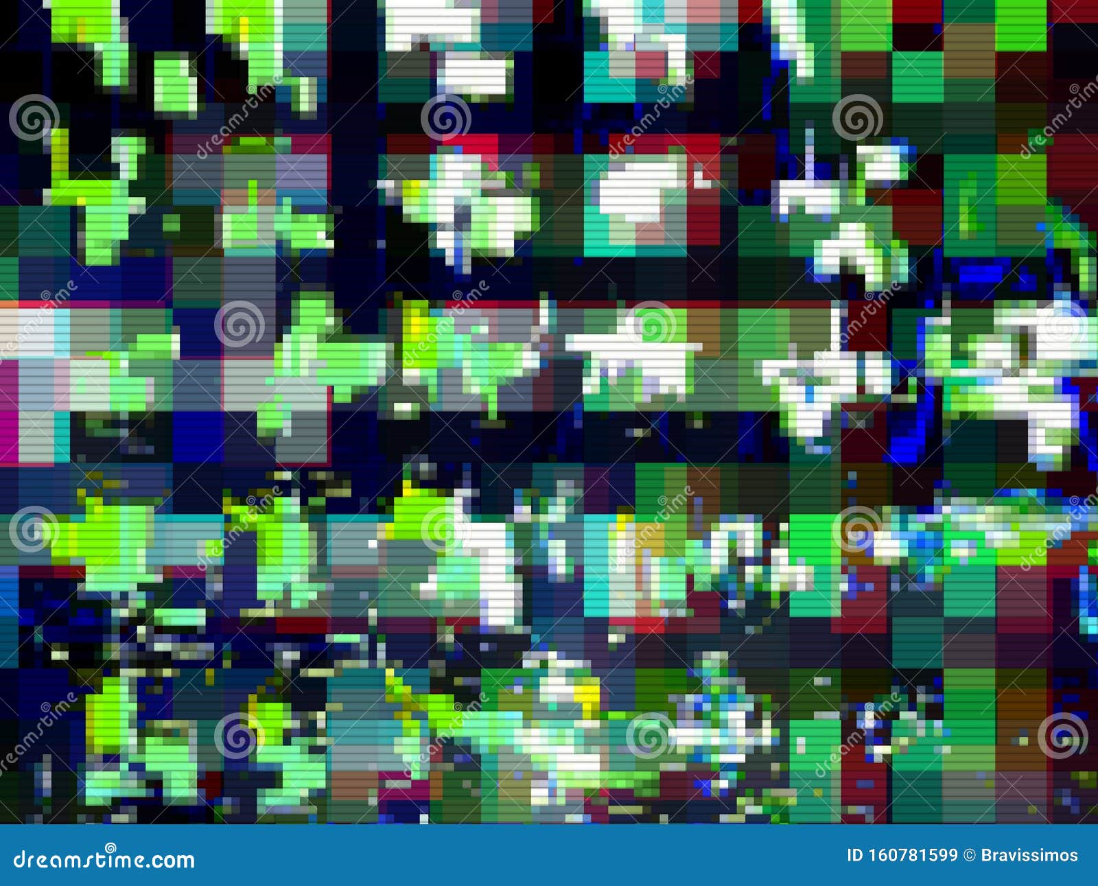 Glitch Digital Screen Pattern Green, Futuristic Stock Illustration ...
