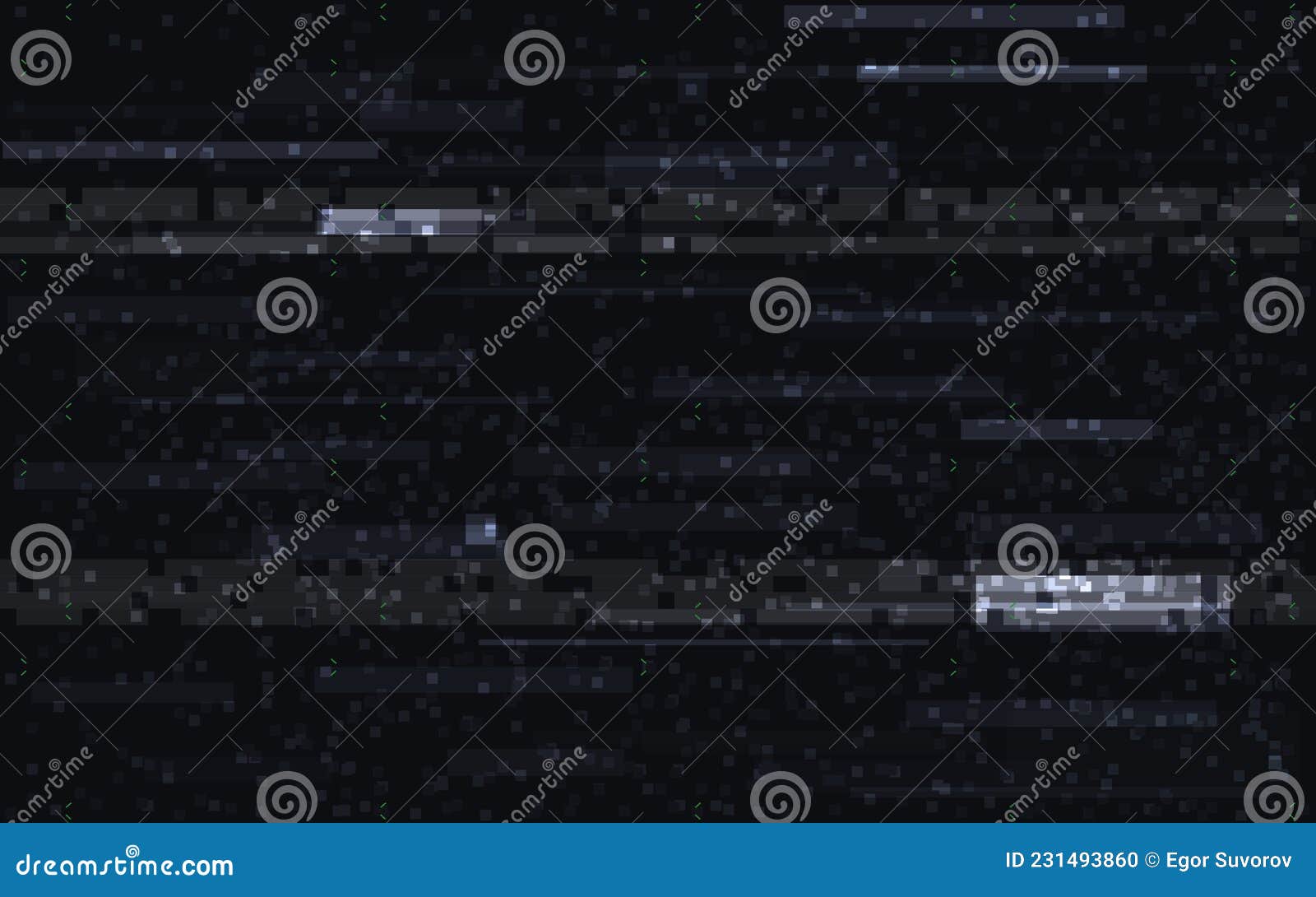 Glitch Digital Video. Distortion Horizontal Template. Random Lines on ...