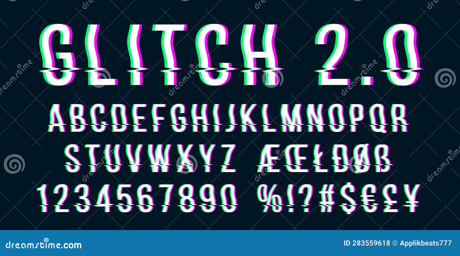 Glitch Distorted Font Letter Set with Broken Pixel Effect Stock Vector ...