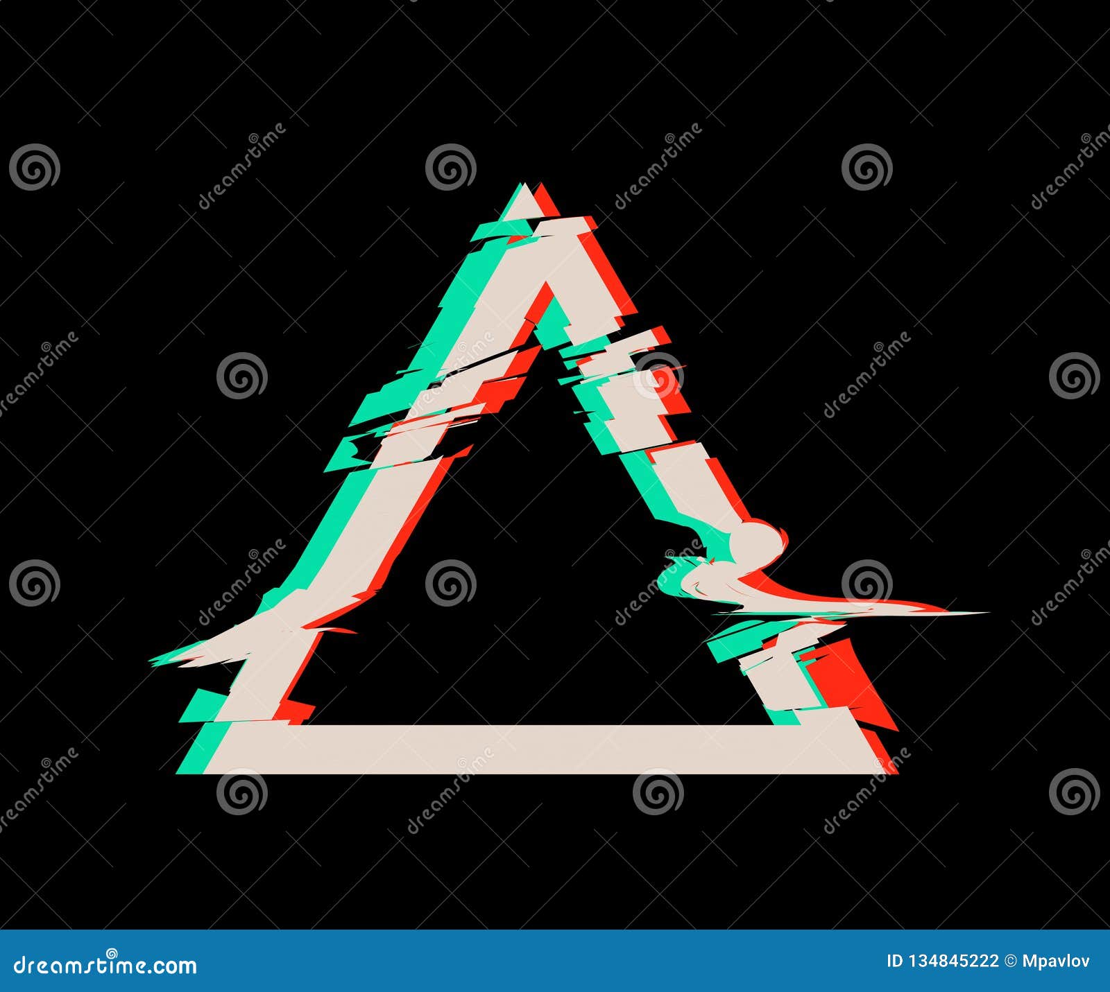 Glitch Distortion Frame. Vector Triangle Illustration on Black Stock ...