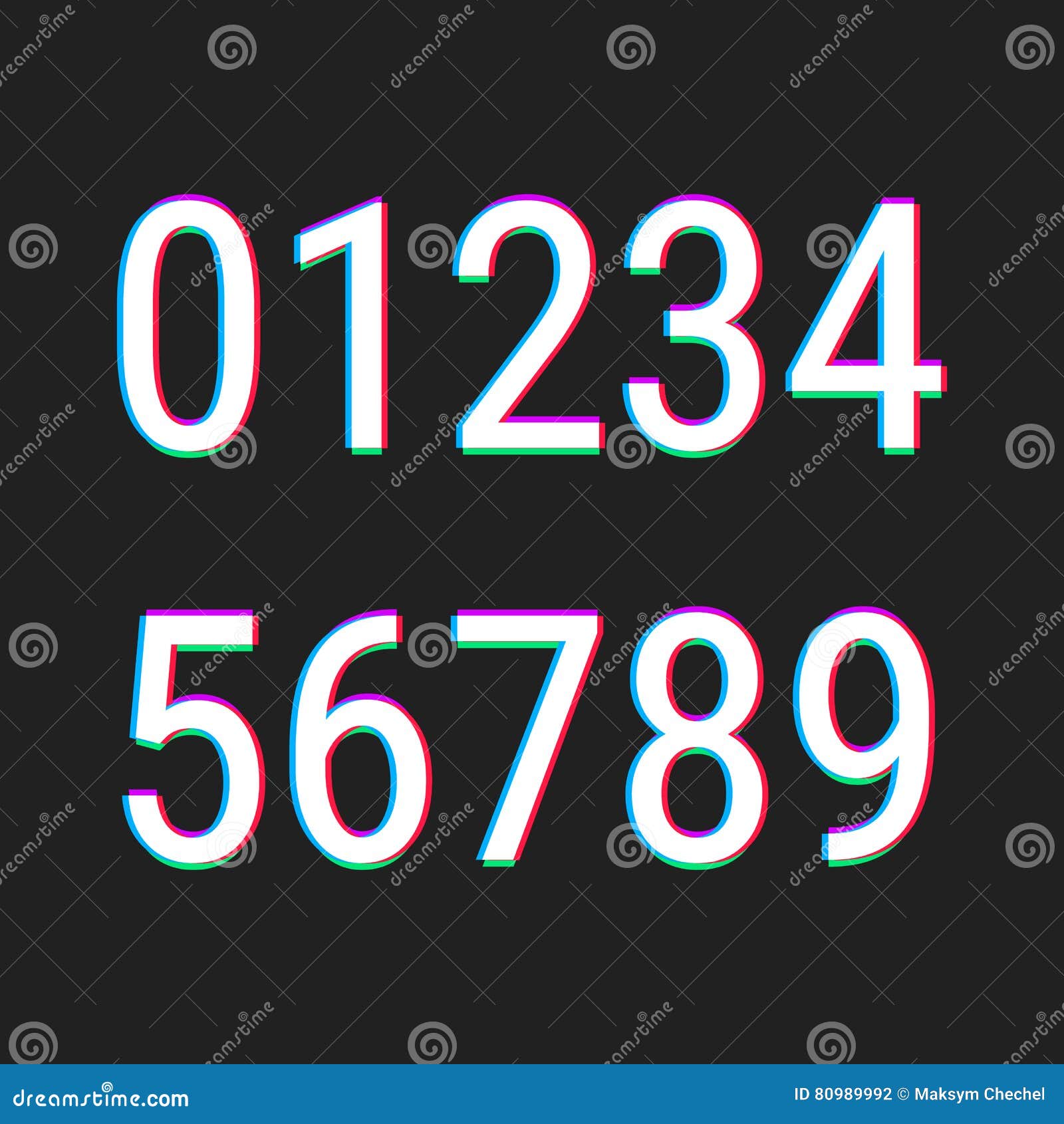 Glitch distortion numbers stock vector. Illustration of element - 80989992