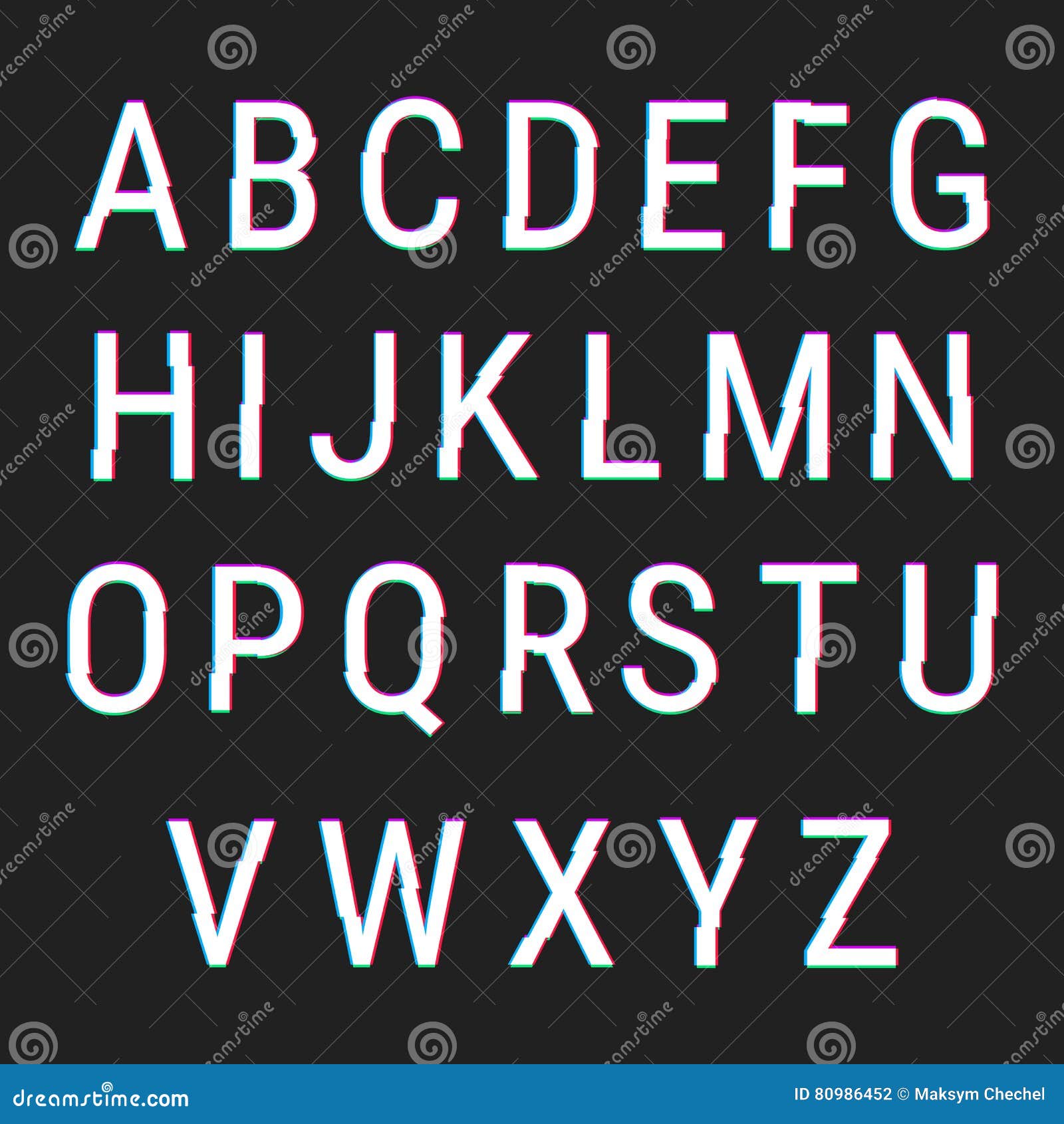 Glitch distortion typeface stock vector. Illustration of latin - 80986452