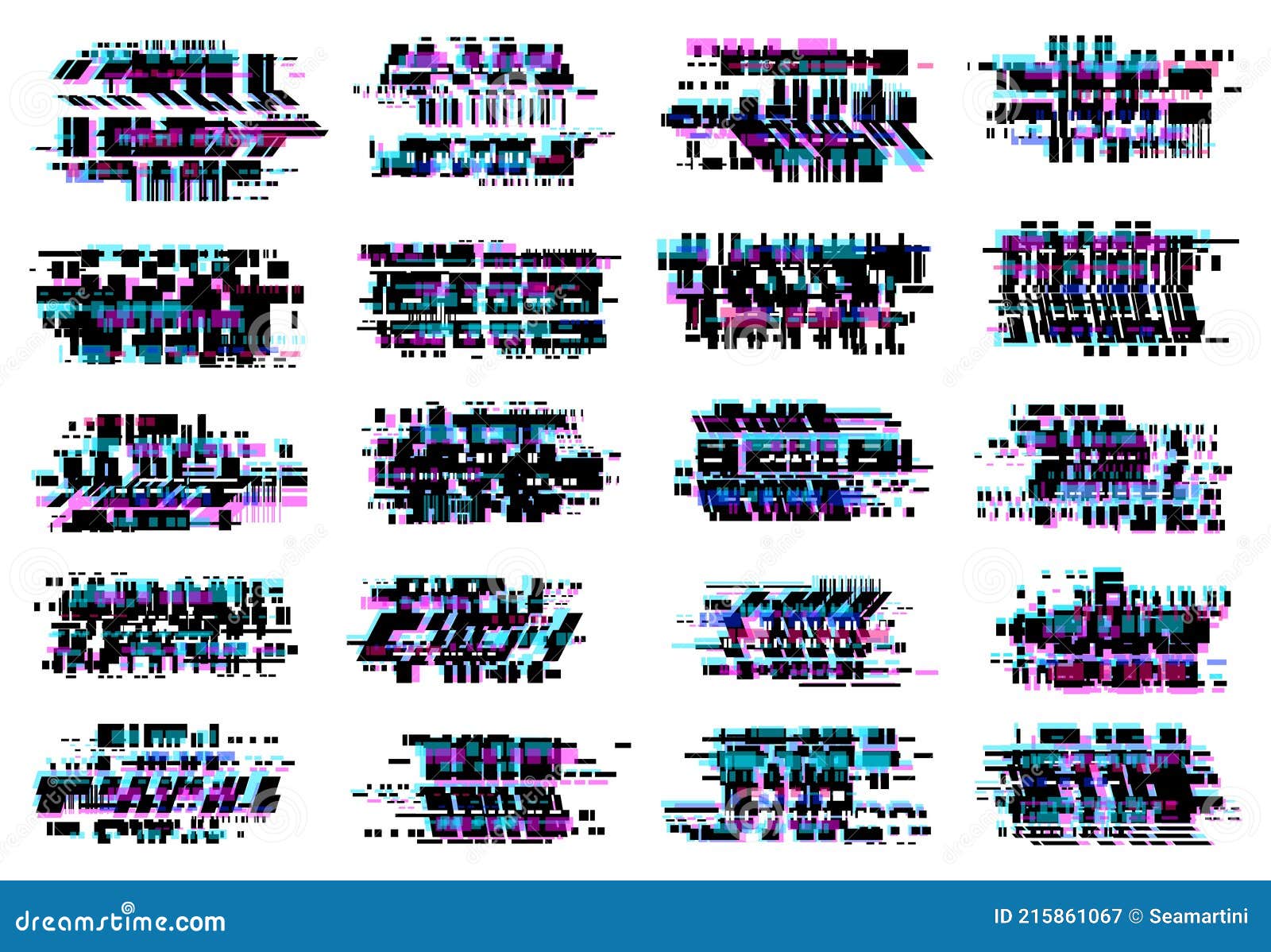 Glitch Effect, Abstract Glitched Vector Icons Stock Vector ...