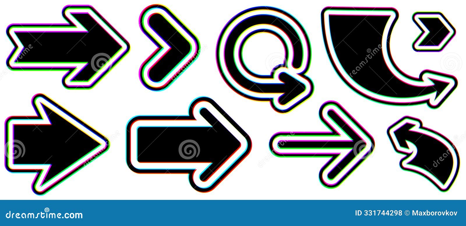 Glitch Icons Set. Interface Navigation Elements With Glitchy Effect. Vector Signs Collection On ...