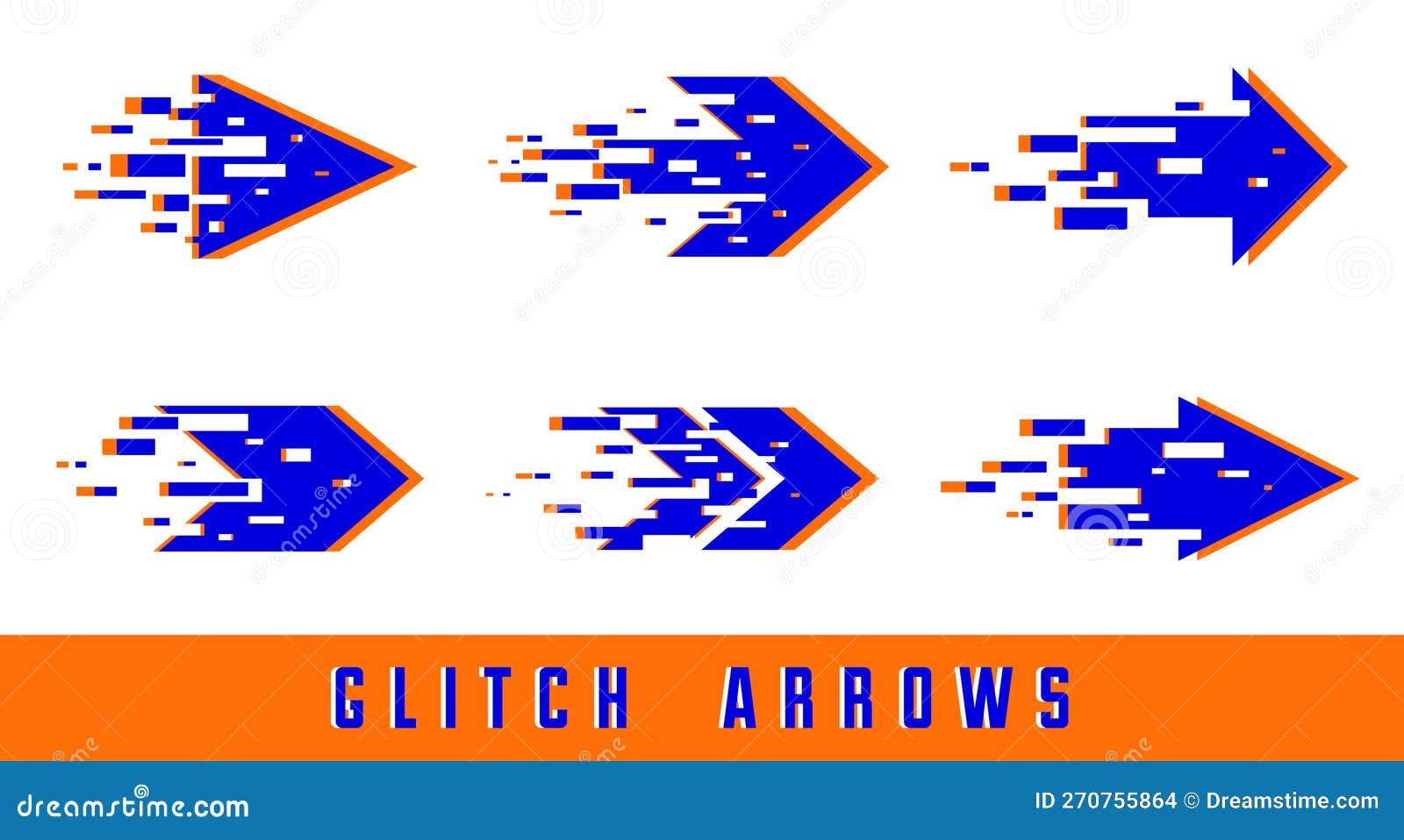 Glitch Effect Arrows Vector Set, Collection of Cursors in Technology ...